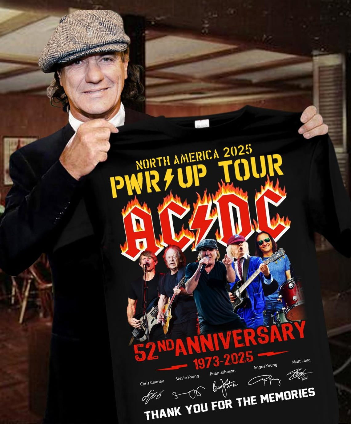 Pwr Up Tour 52nd Anniversary 1973 2025 Shirt, Acbc Band Tour Shirt Rock ...