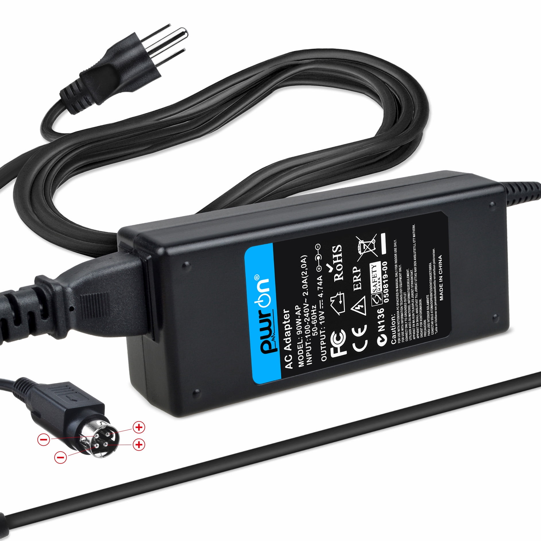 PwrON Compatible 4-Pin DIN AC / DC Adapter Replacement for ADAPTER TECH ...