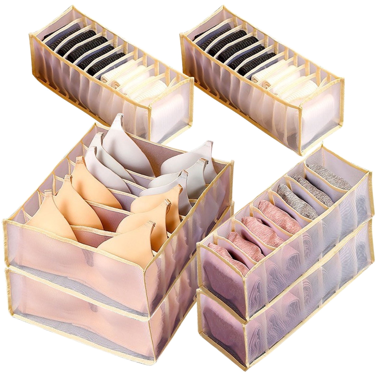 Pwsap Closet Organizer, 6 Compartments, Beige, Foldable Nylon Storage ...