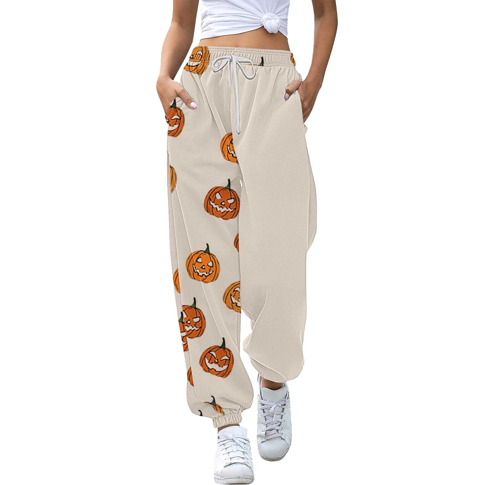 Pxiakgy Halloween Sweatpants for Women 2025 Elastic High Waisted Cinch ...