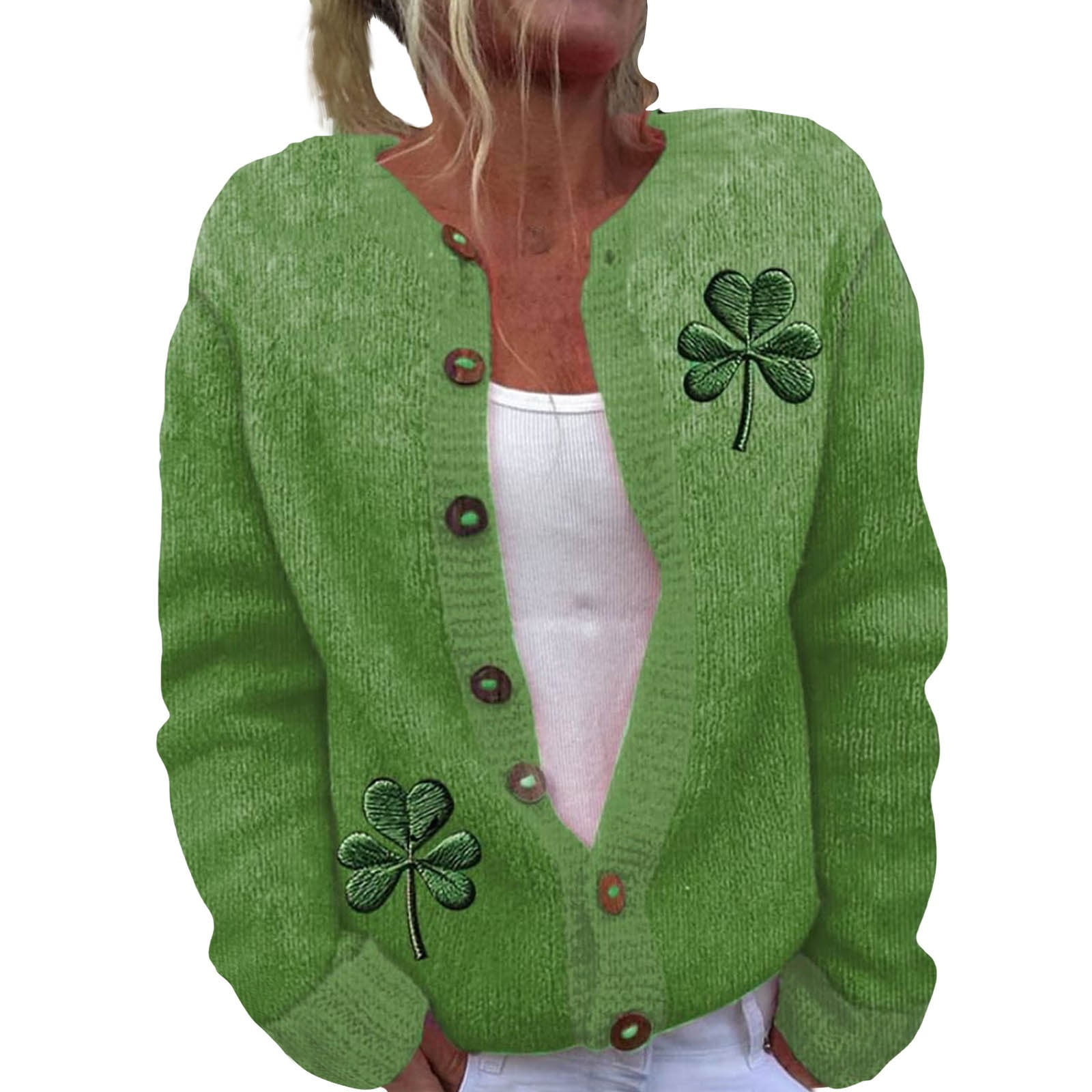 Pxiakgy Hot Sale St. Patricks Day Cardigan for Women Shamrock Long ...