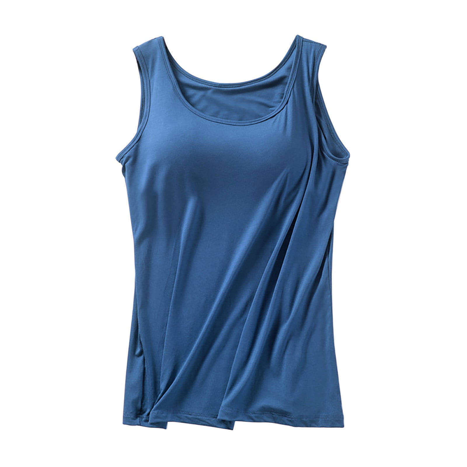 Pxiakgy Hot Sale!! Womens Modal Padded Built-In-Bra Tanks Tops Crew ...