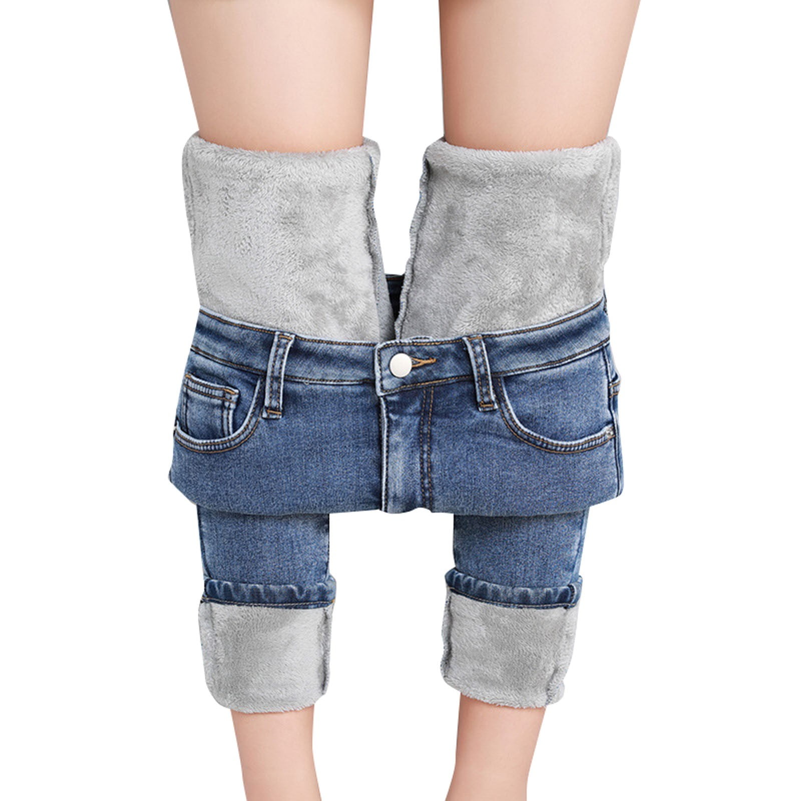 Pxiakgy Jeans for Women High Waisted Pull On Fleece Lined Leggings ...