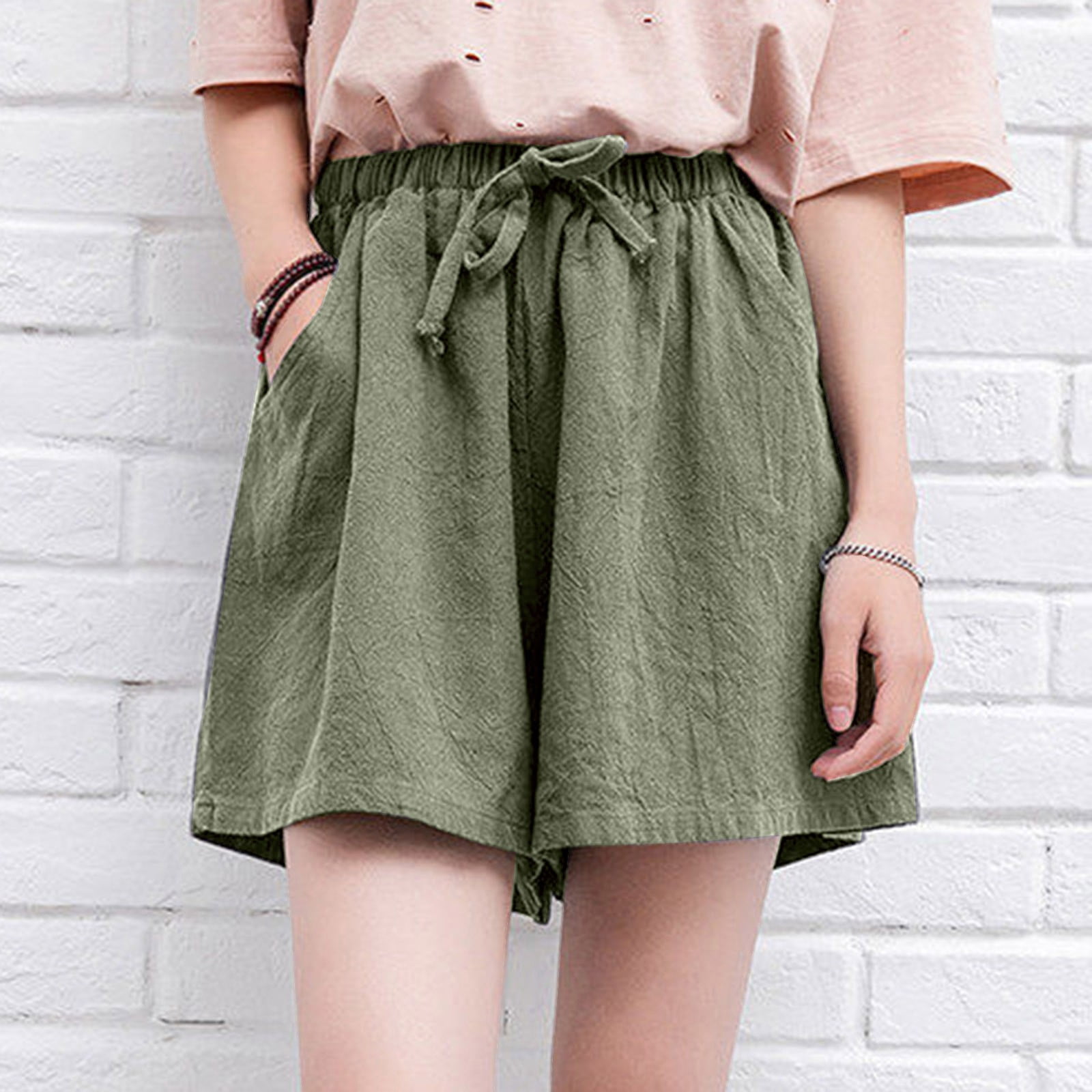 Pxiakgy Linen Beach Vacation Shorts for Women Casual Summer Outfits ...