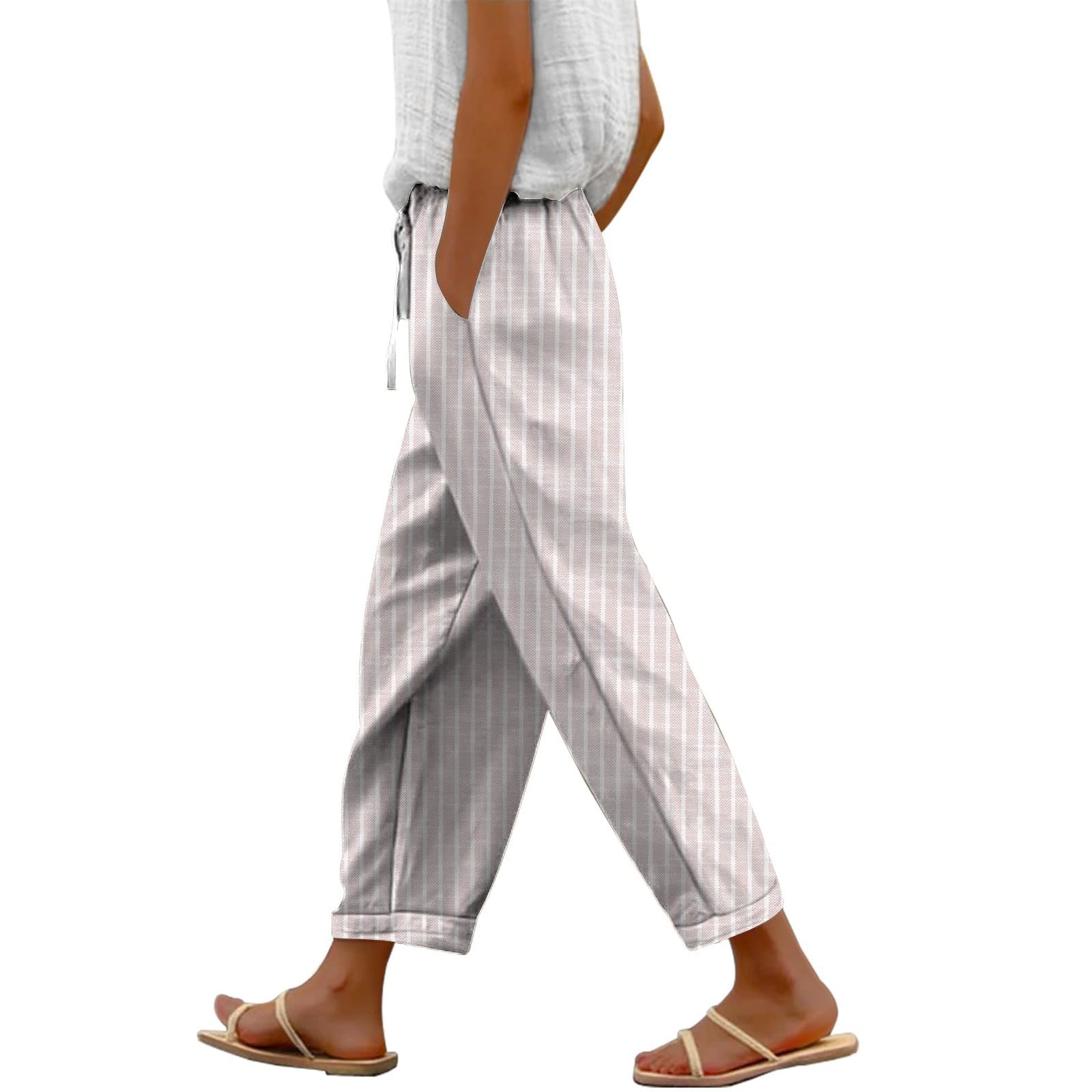 Pxiakgy Linen Pants Women Summer Wide Leg Womens Linen Pants 2025 Trendy Women's Floral Cropped ...