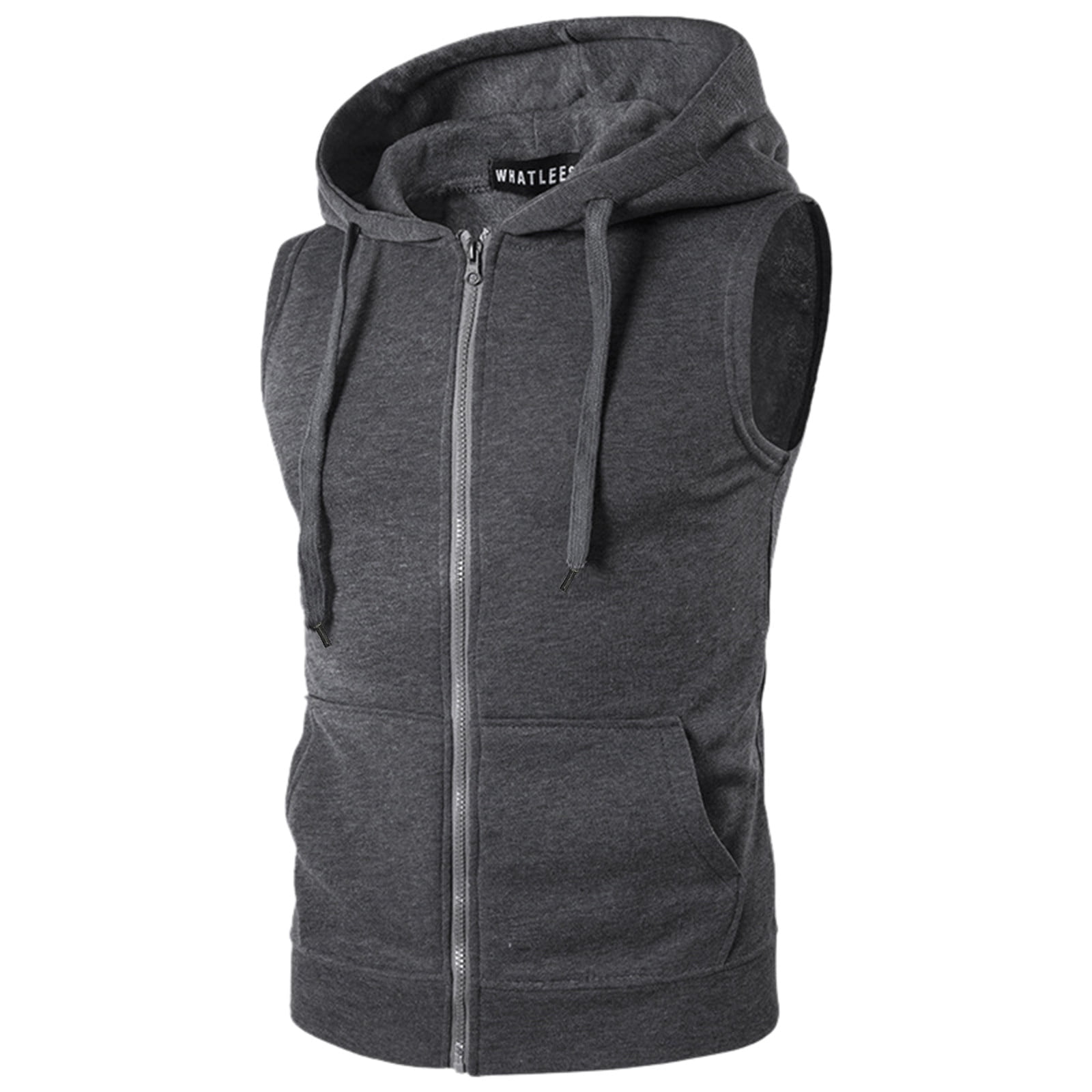 Pxiakgy Men's Hoodie Vest, Spring Summer Casual Sports Solid Color Top ...