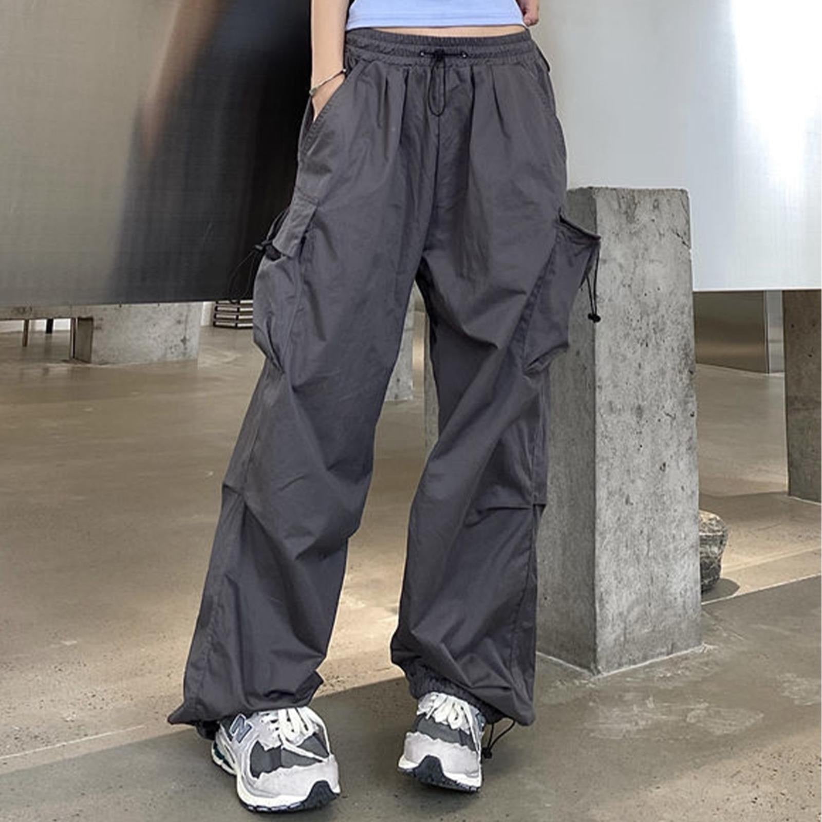 Pxiakgy Women Cargo Pants Baggy Y2K Clothing Multi Pockets High Waist Loose Straight Leg Pants ...