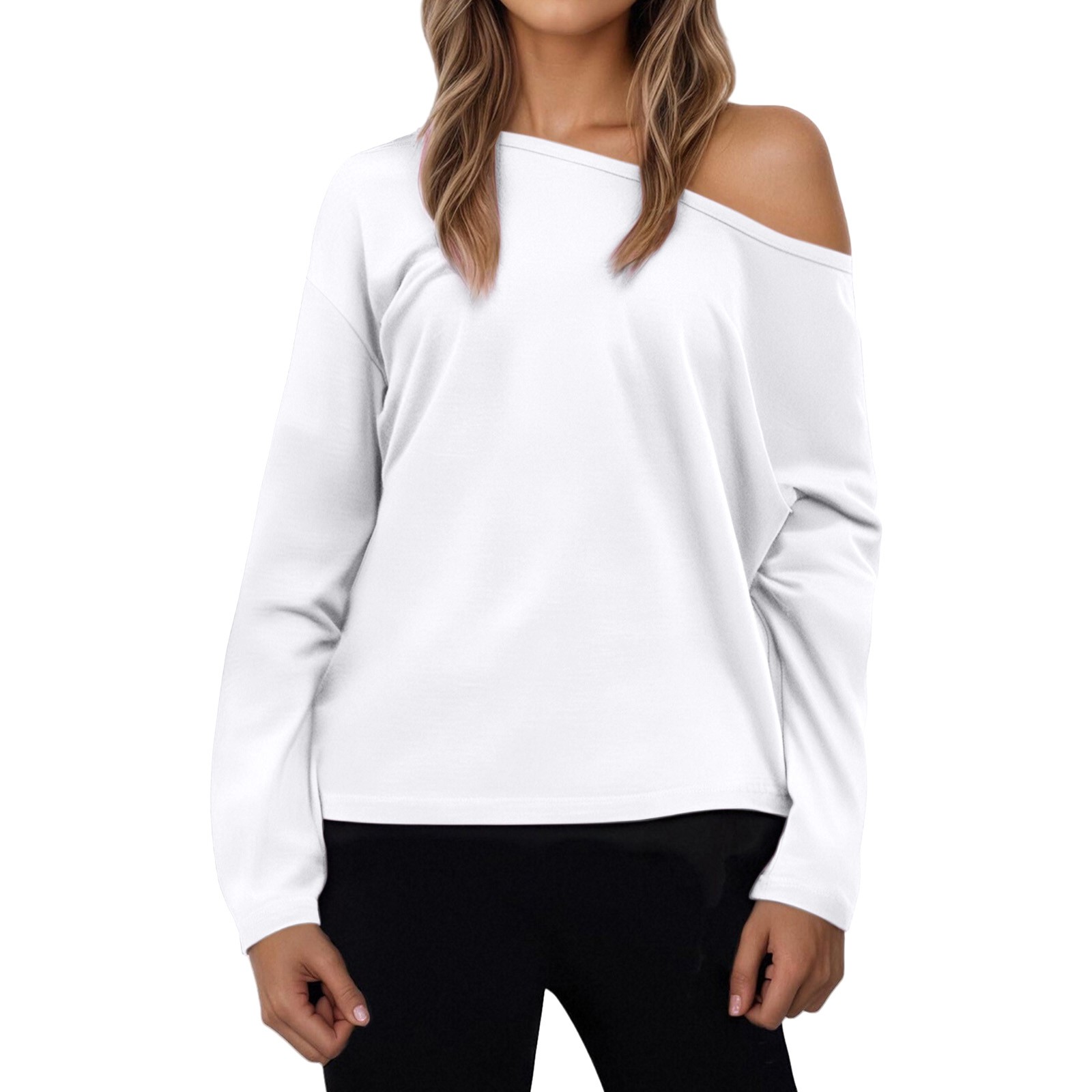 Pxiakgy Women's Off The Shoulder Tops Oversized Tshirts Long Sleeve ...