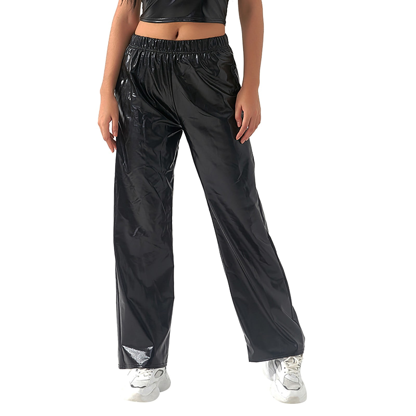 Pxiakgy Womens Shiny Metallic High Waist Stretchy Jogger Pants ...
