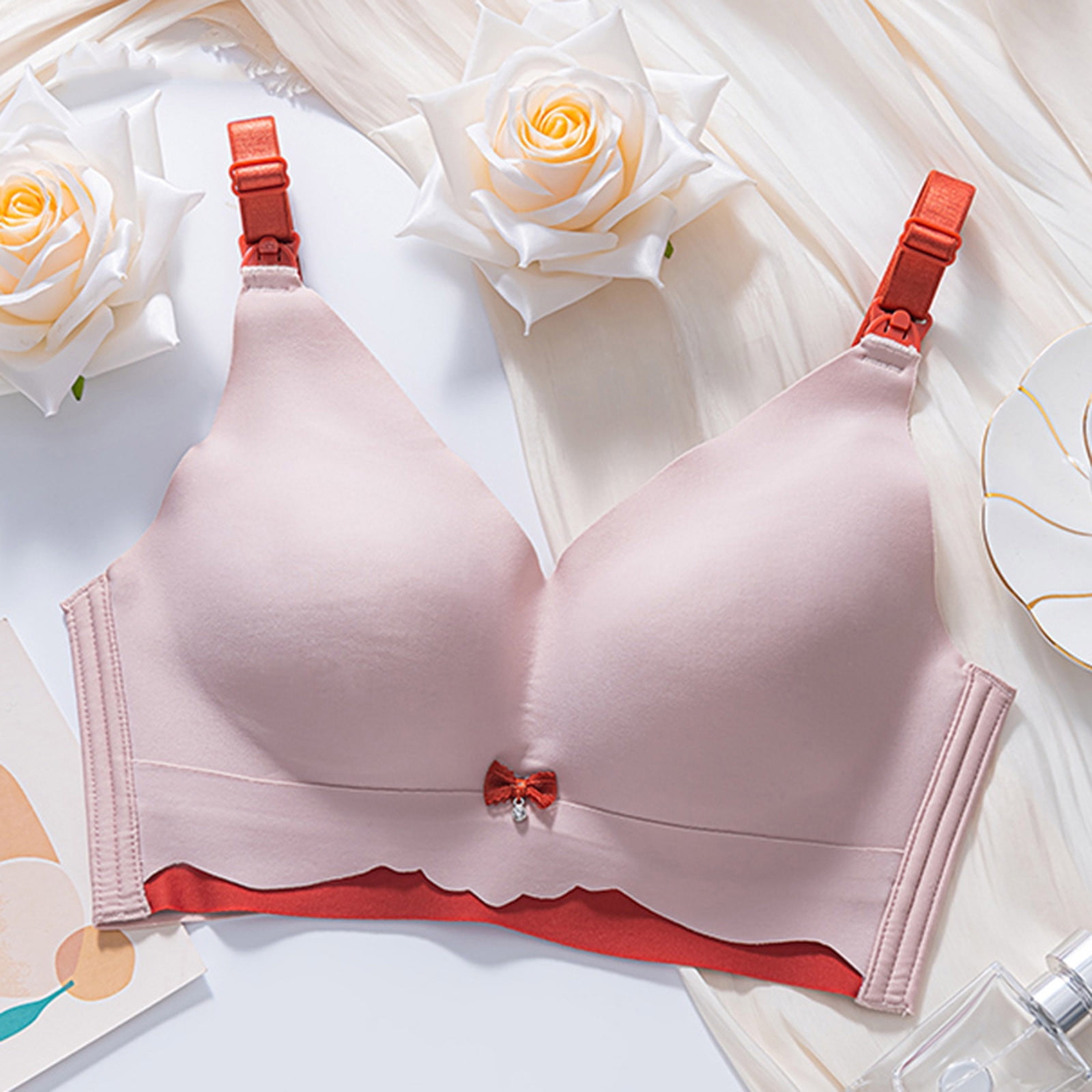 Pxiakgy bras for women Women Full Cup Thin Breast Feeding Underwear Plus Size Wireless ...