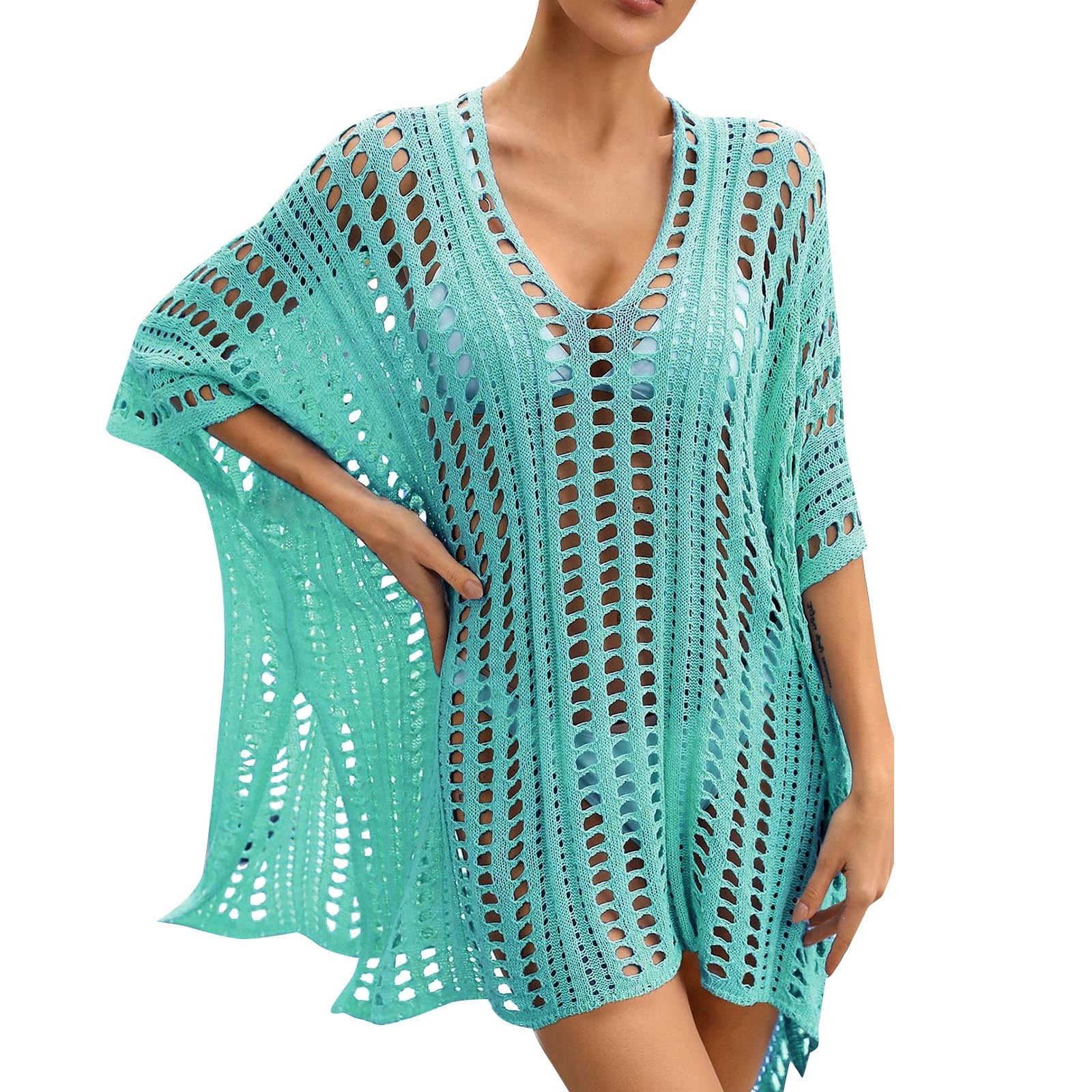 Pxiakgy Swimsuit Coverups For Women Hollowed Out Beach Sunscreen Smock With Suspenders V Neck