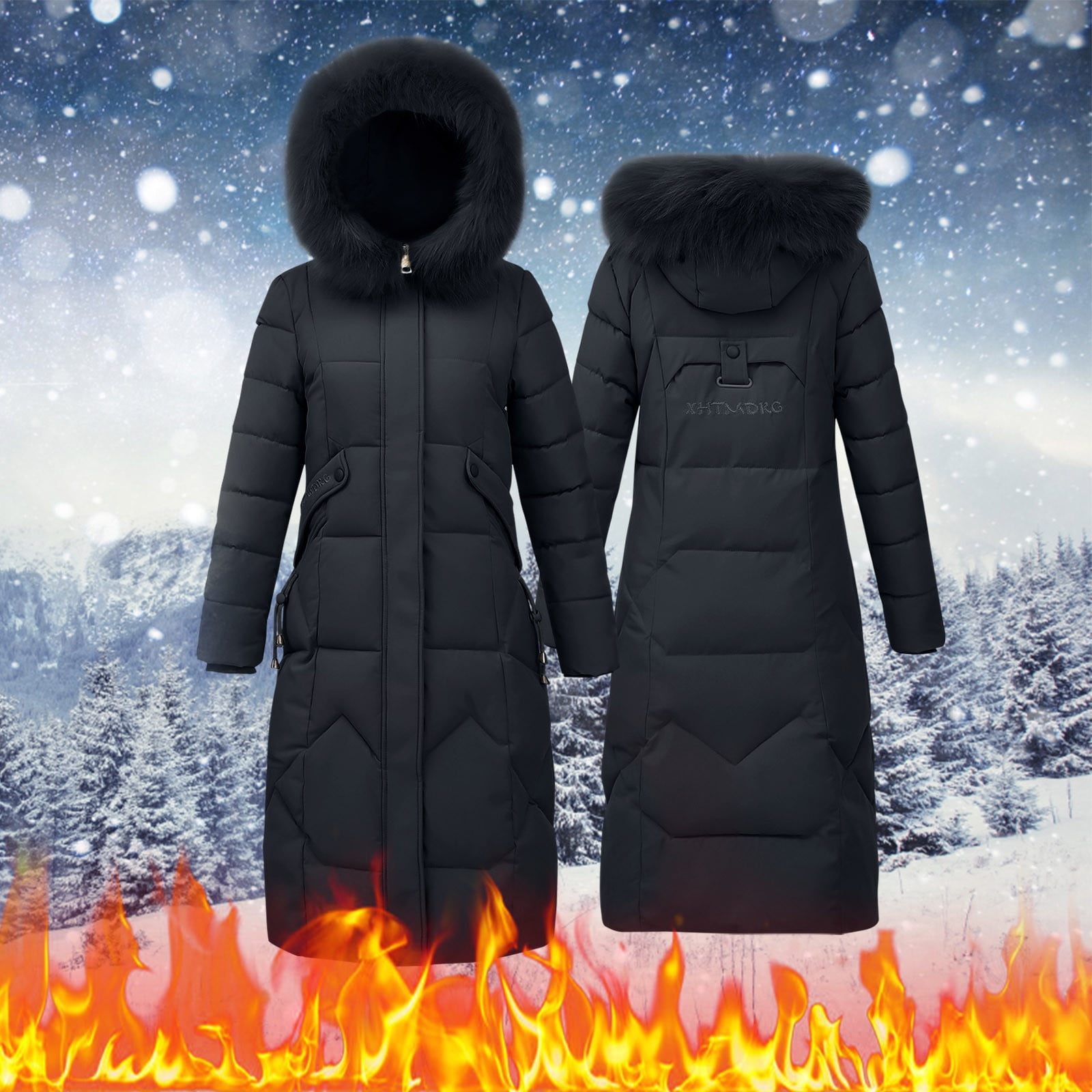 Pxiakgy winter coats for women Women's Mid-length Detachable Waist Tie ...