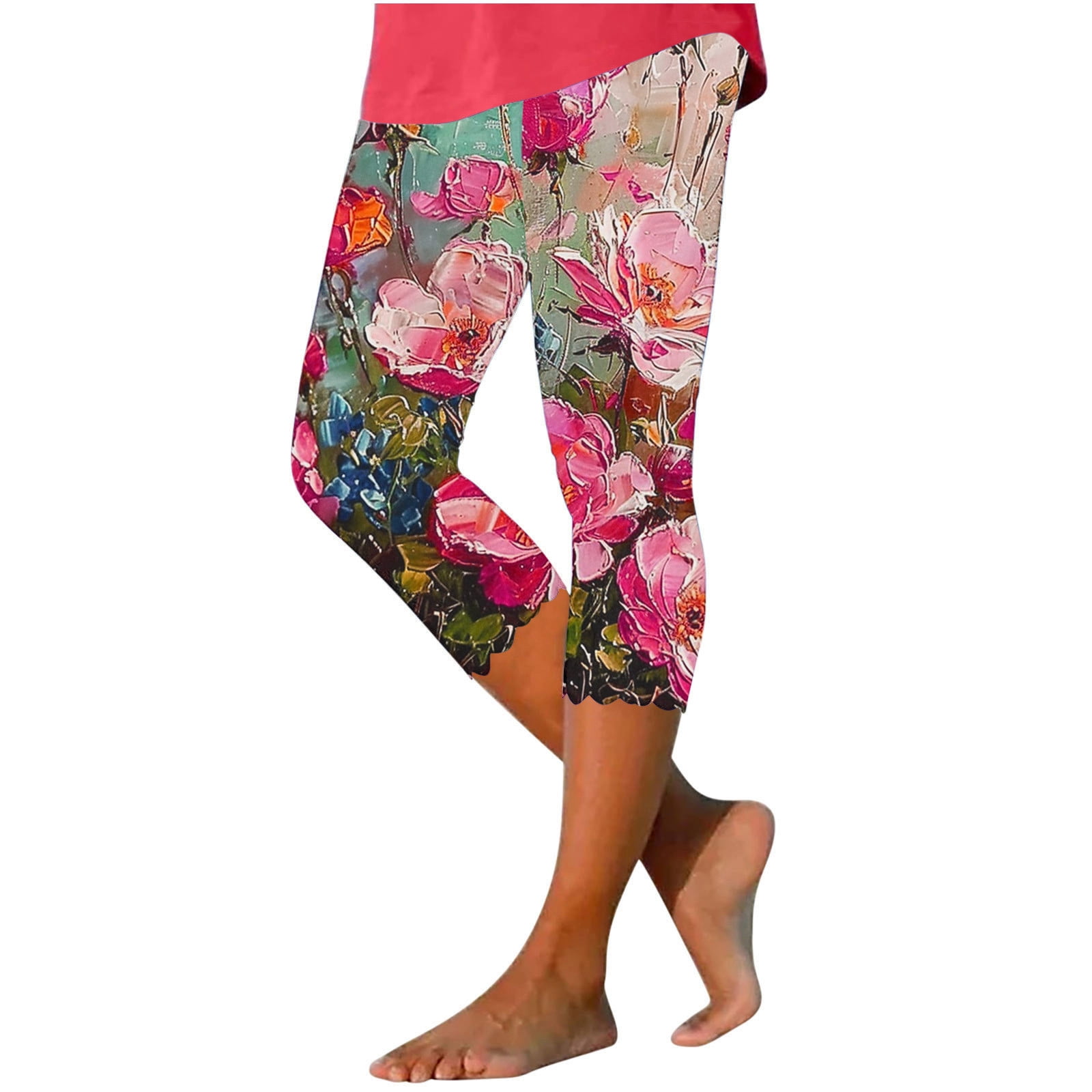 Pxkloy Womens Capri Leggings Tropical,Leggings for Women Capris High ...
