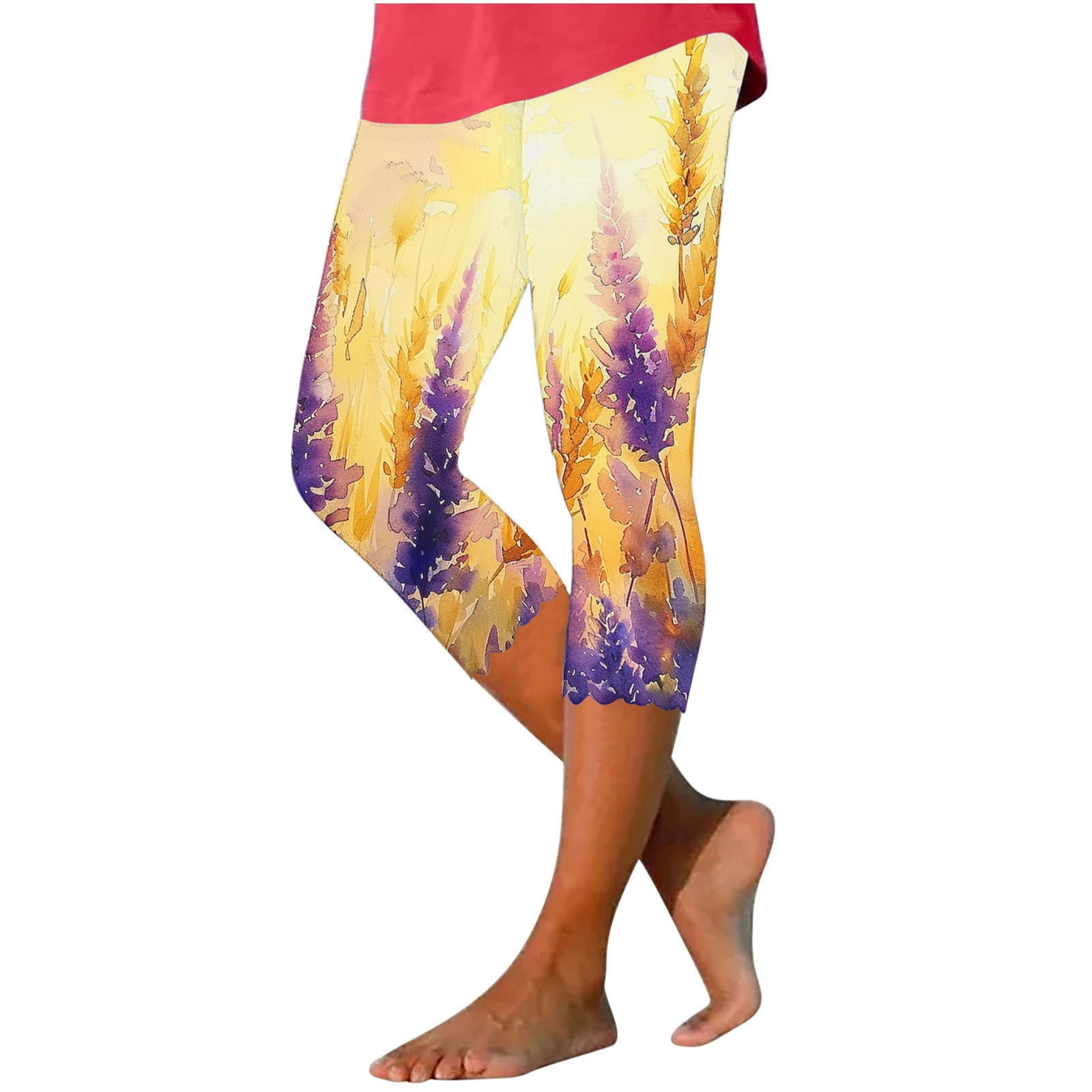 Pxkloy Womens Capri Leggings Tropical,Summer Capri Leggings for Women ...