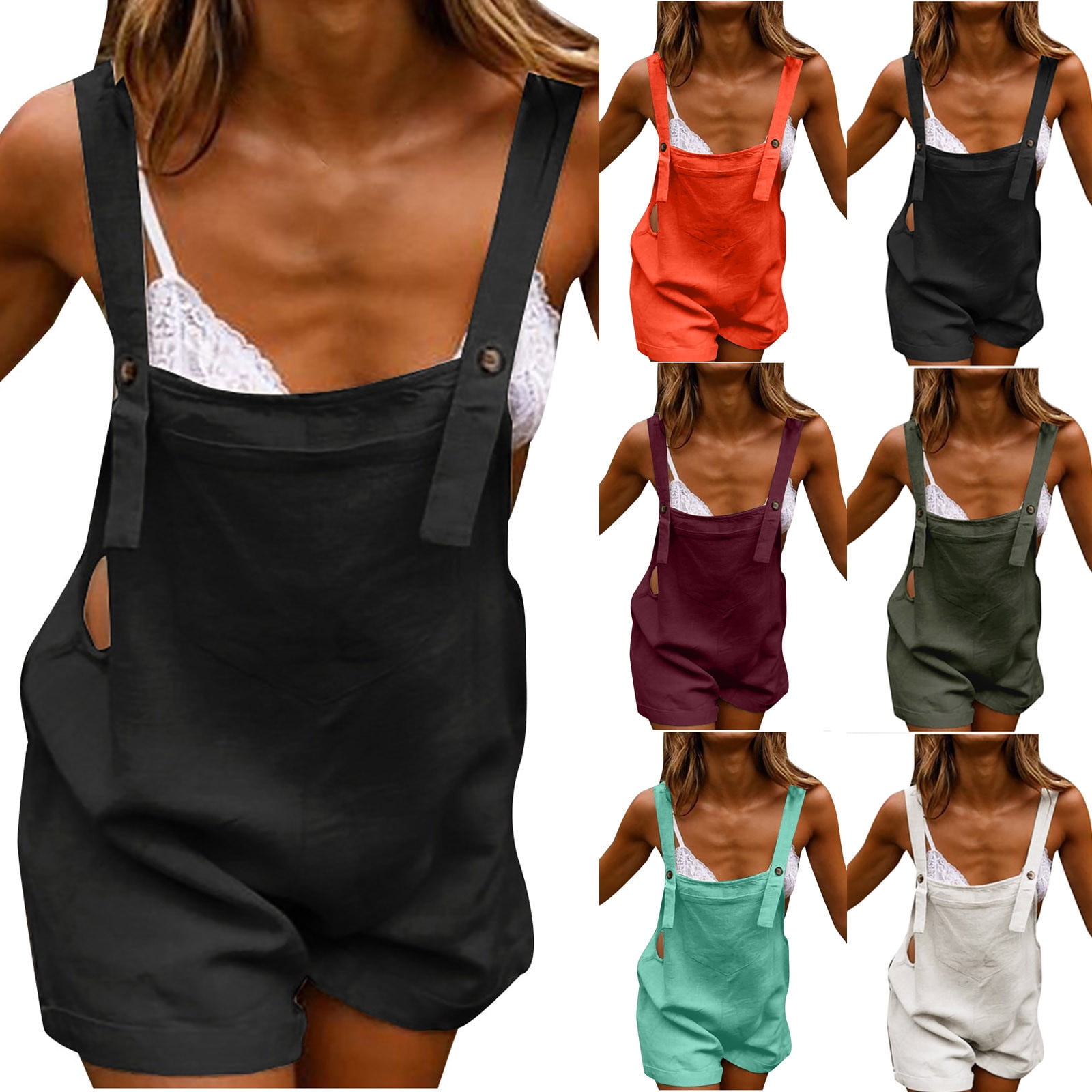 Pxkloy Womens Jumpsuits Overalls Solid Casual Summer Outfits Shorts ...