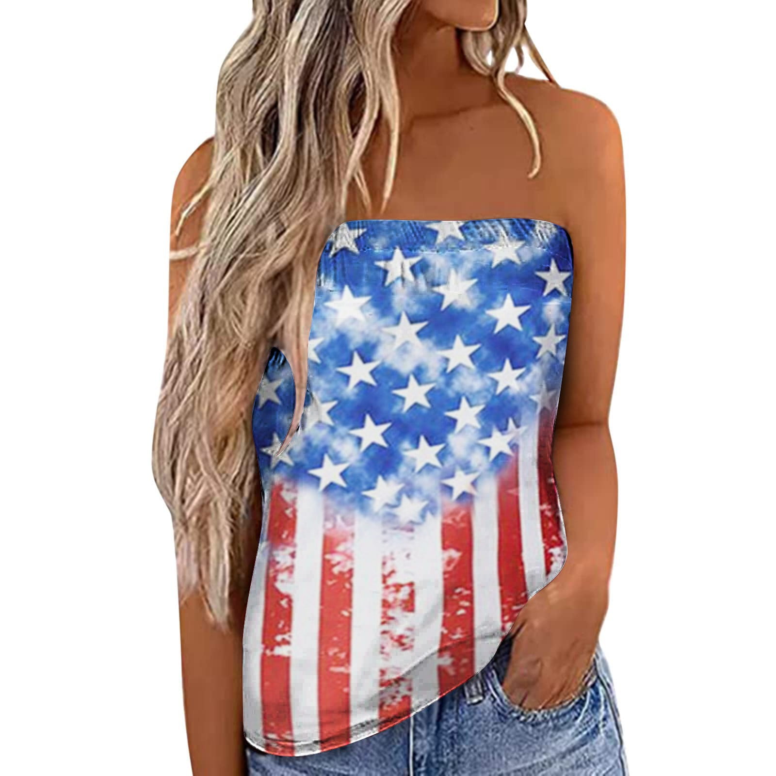Pxxlle July of Fourth Tube Tops for Women 2024 Summer Sleeveless ...