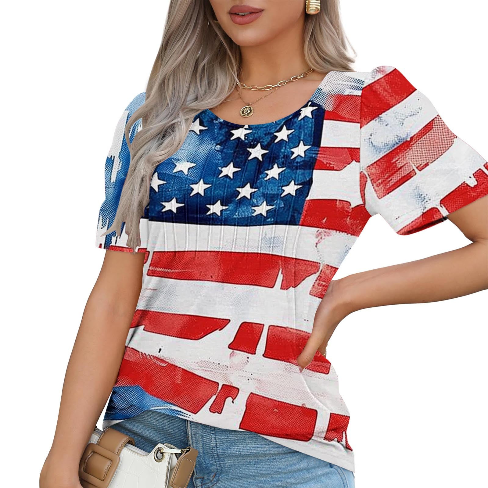 Pxxlle Women American Flag Shirts 4th of July Patriotic Tunic Tops ...