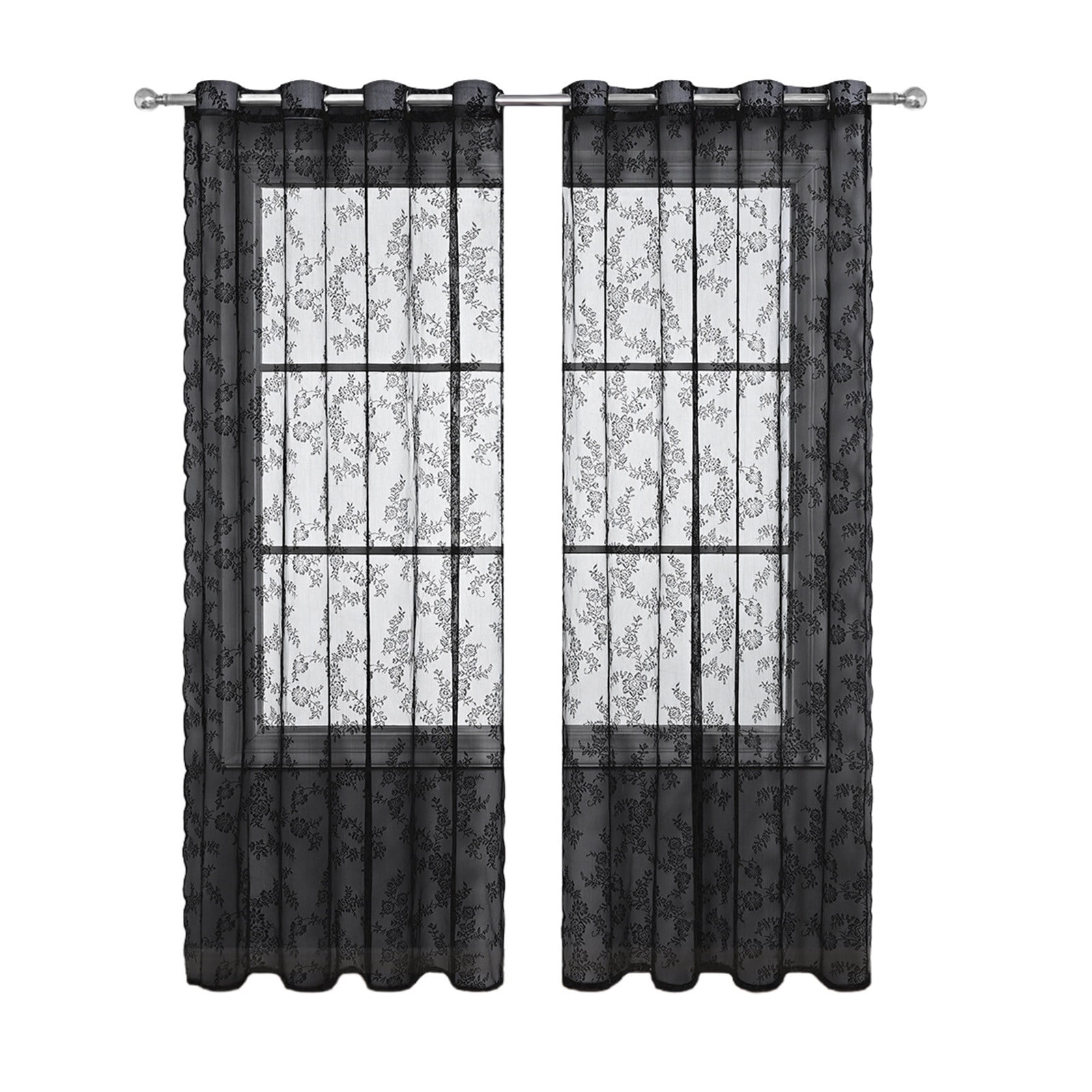 Pxyqht Semi Sheer Curtains, Long Grommet Drapes, Light Filtering Window Treatments, Living Room ...