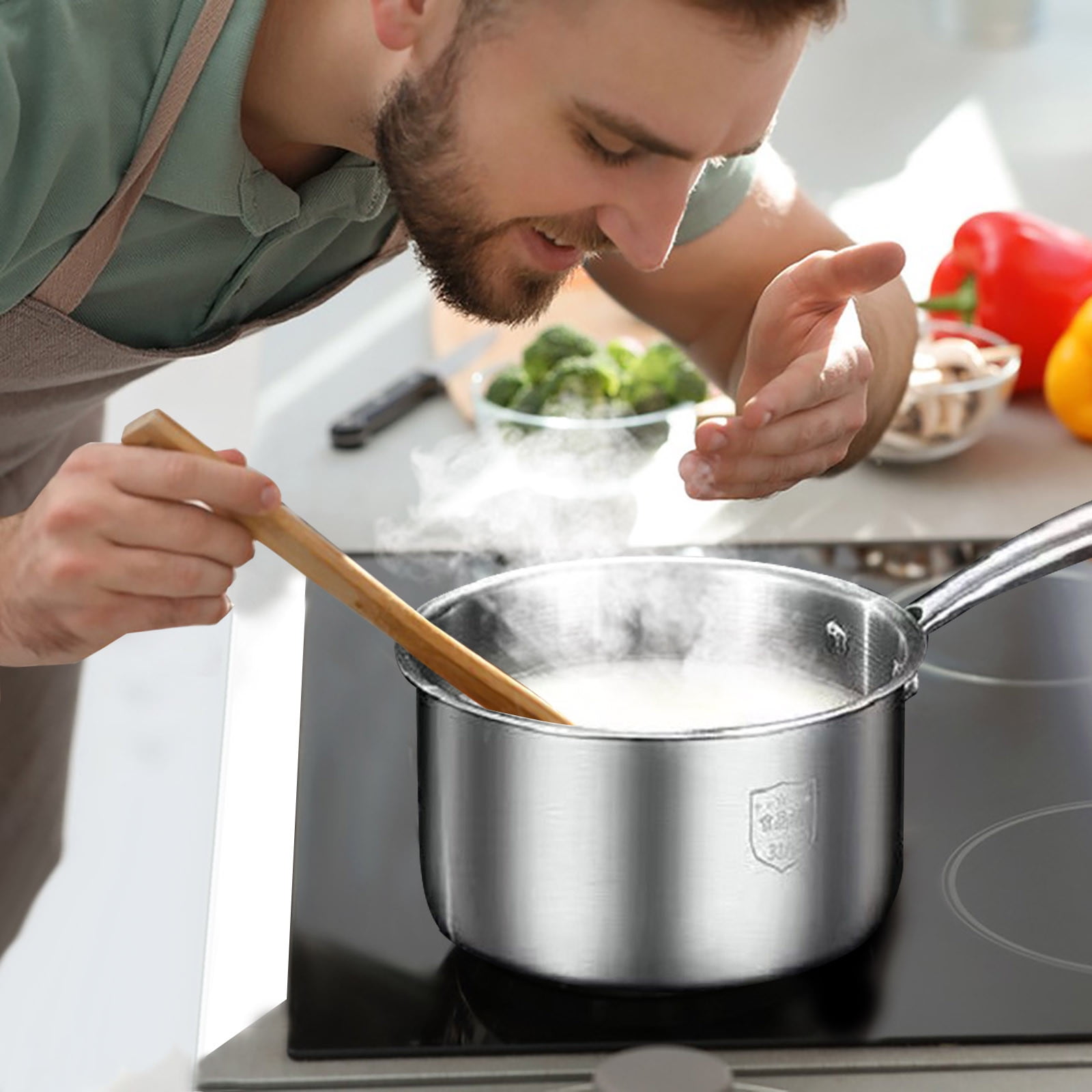 Pxyqht Uncoated Stainless Steel Multi-Purpose Saucepan, Versatile for ...