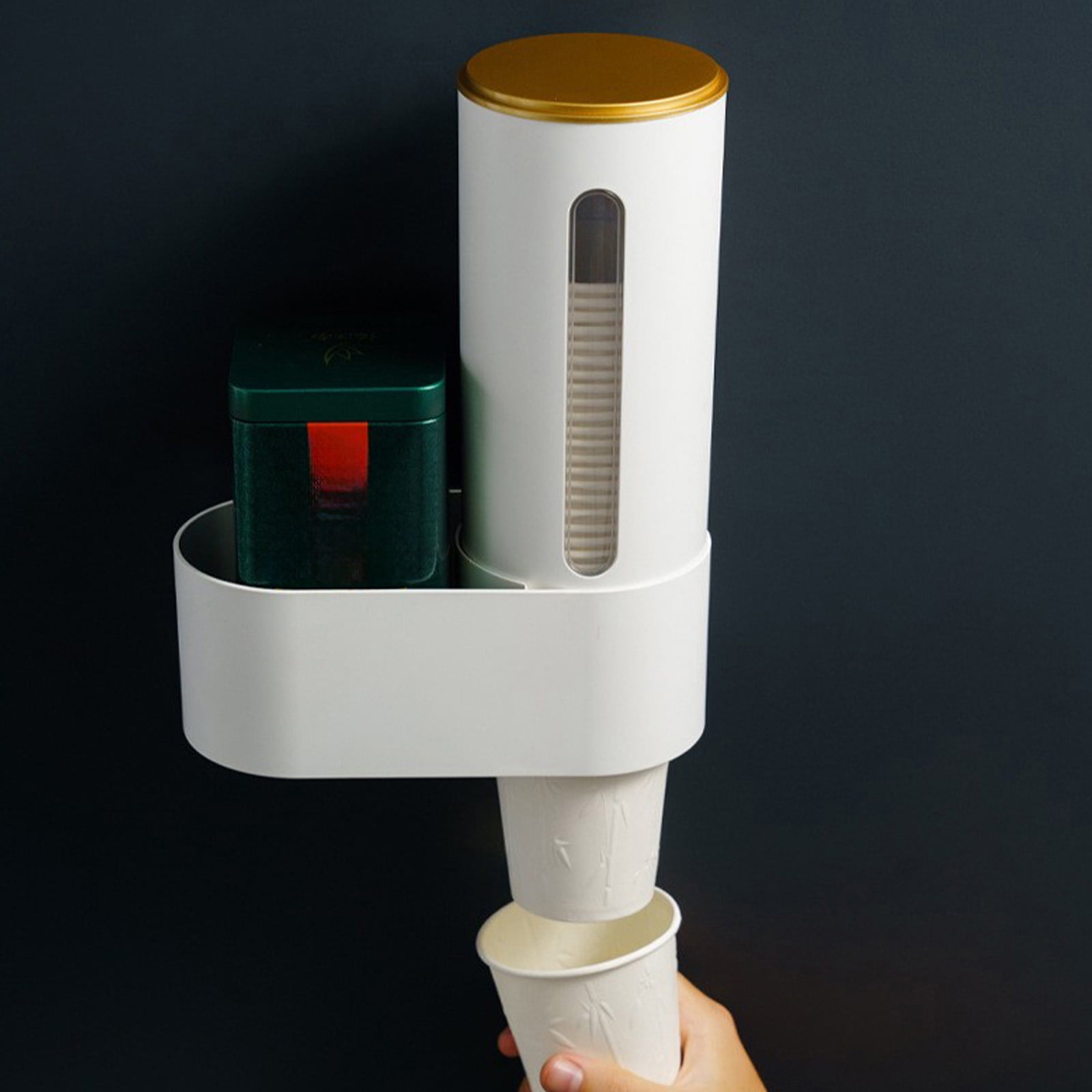 Pxyqht Wall Mounted Disposable Cup Dispenser with Integrated Storage ...