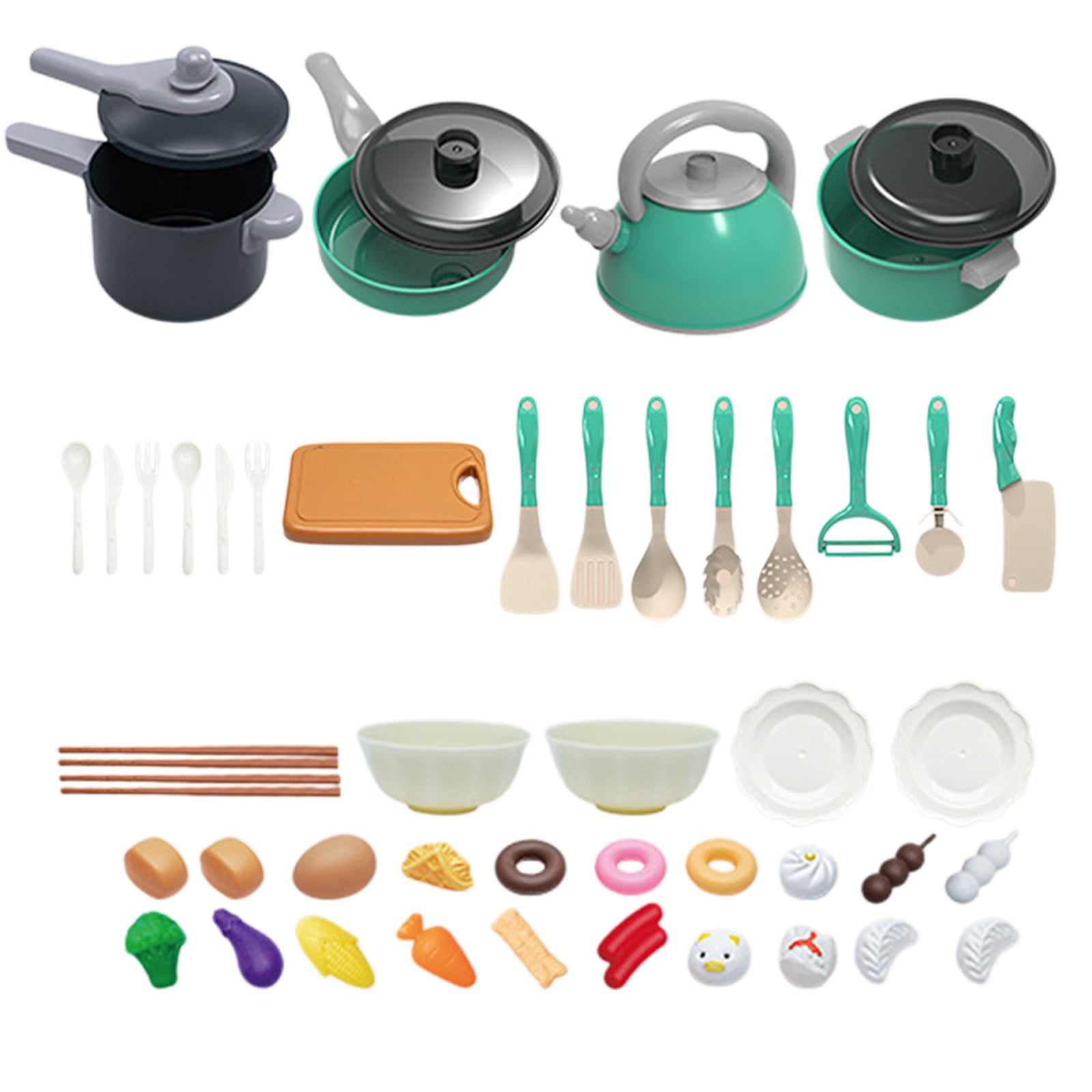 Pyaiiner 45PCS Cooking Toy Kitchen Playset with Realistic Cuttable ...