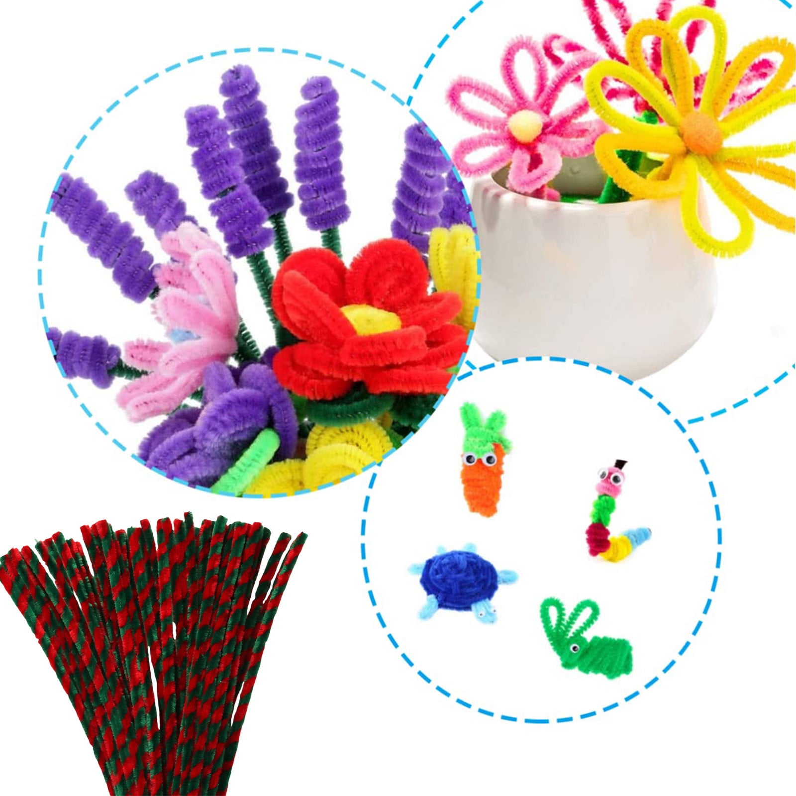 Pyaiiner 50PCS Colorful Pipe Cleaners Twisting Stick DIY for Bouquets ...