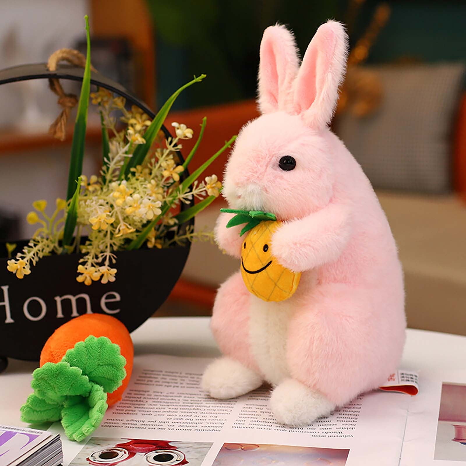 Pyaiiner Charmings Bunny Figurines Easter Lifelike Rabbits Plushs Doll ...