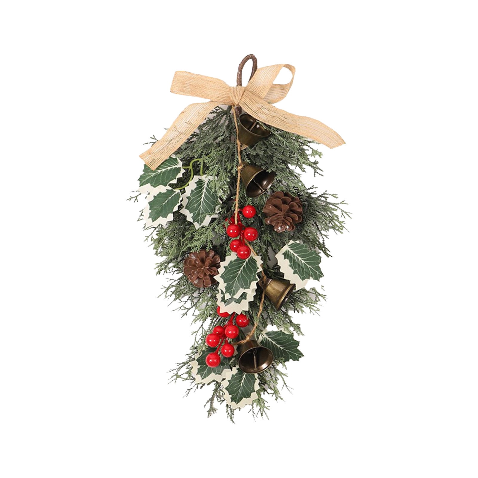 Pyaiiner Christmas Bells Wreath Red Berry Wreath Holiday Pendant Wreath ...