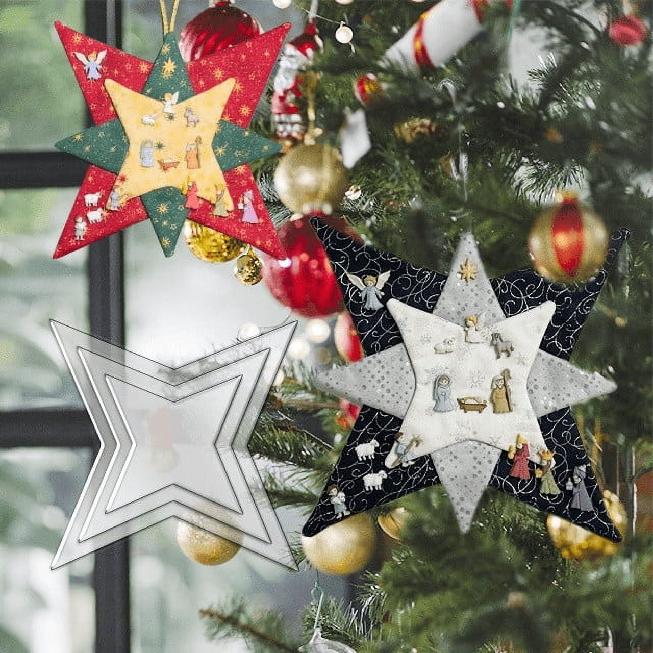 Pyaiiner Christmas Patchwork Star Template Set Quadrangle Star Set of Ruler Printed Models 2024 ...