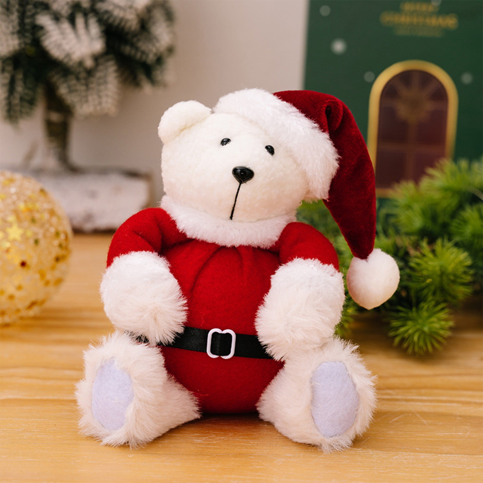 Pyaiiner Christmas Teddy Bear Figurine with Cloth Plush Cute Soft Doll ...