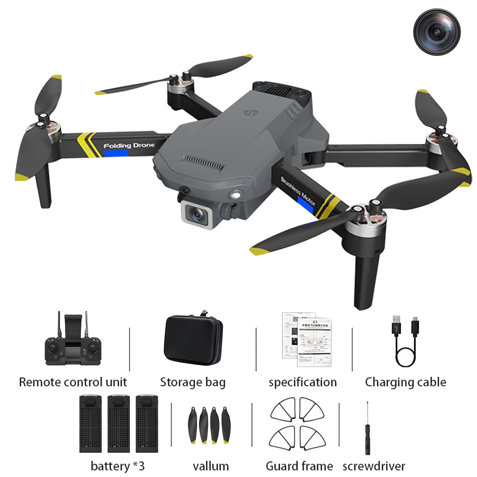 Pyaiiner Drone with HD Camera Foldable Remote Control Drone Aircraft ...