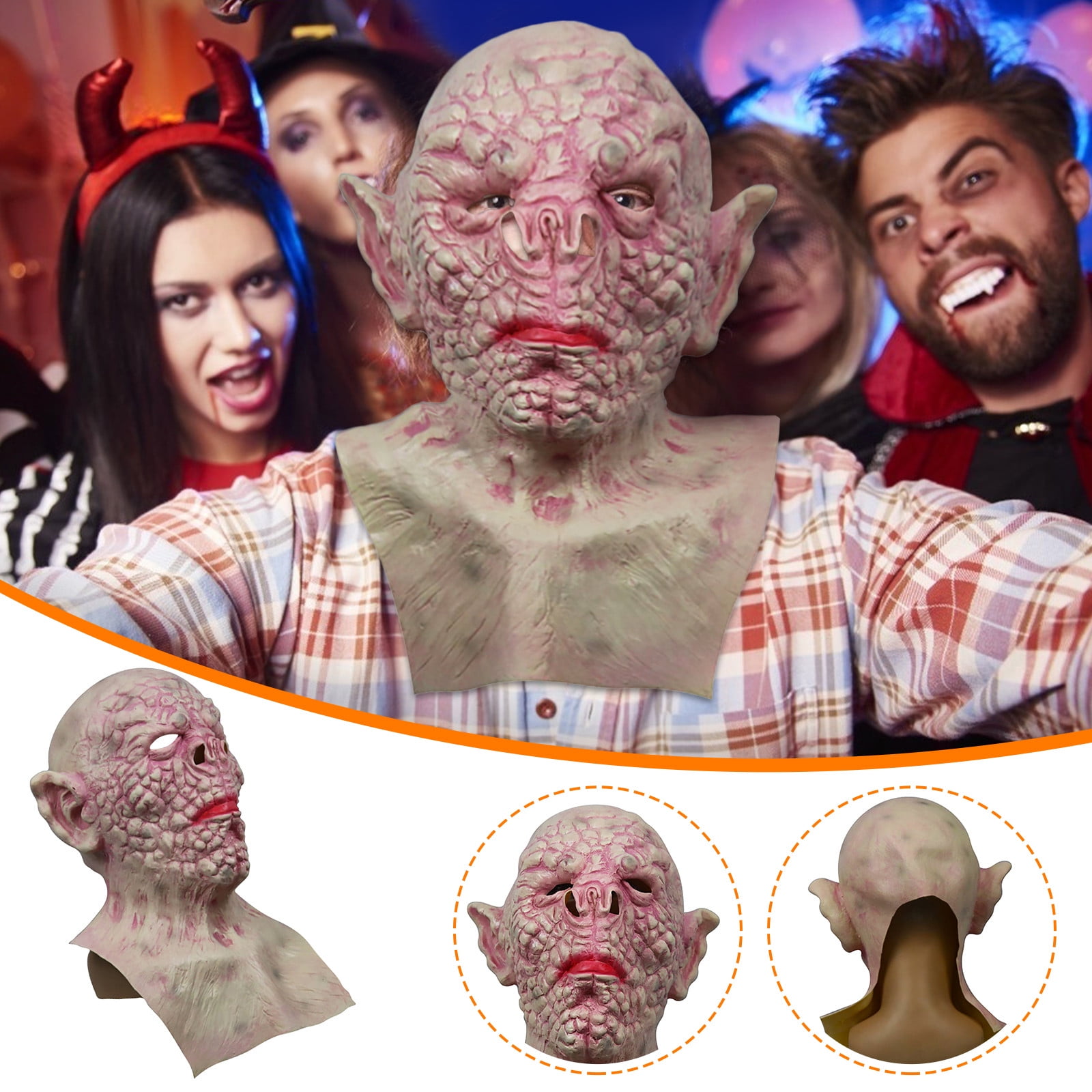 Pyaiiner Halloween Alien Old Man Mask Full Head Cover Scary Zombie ...