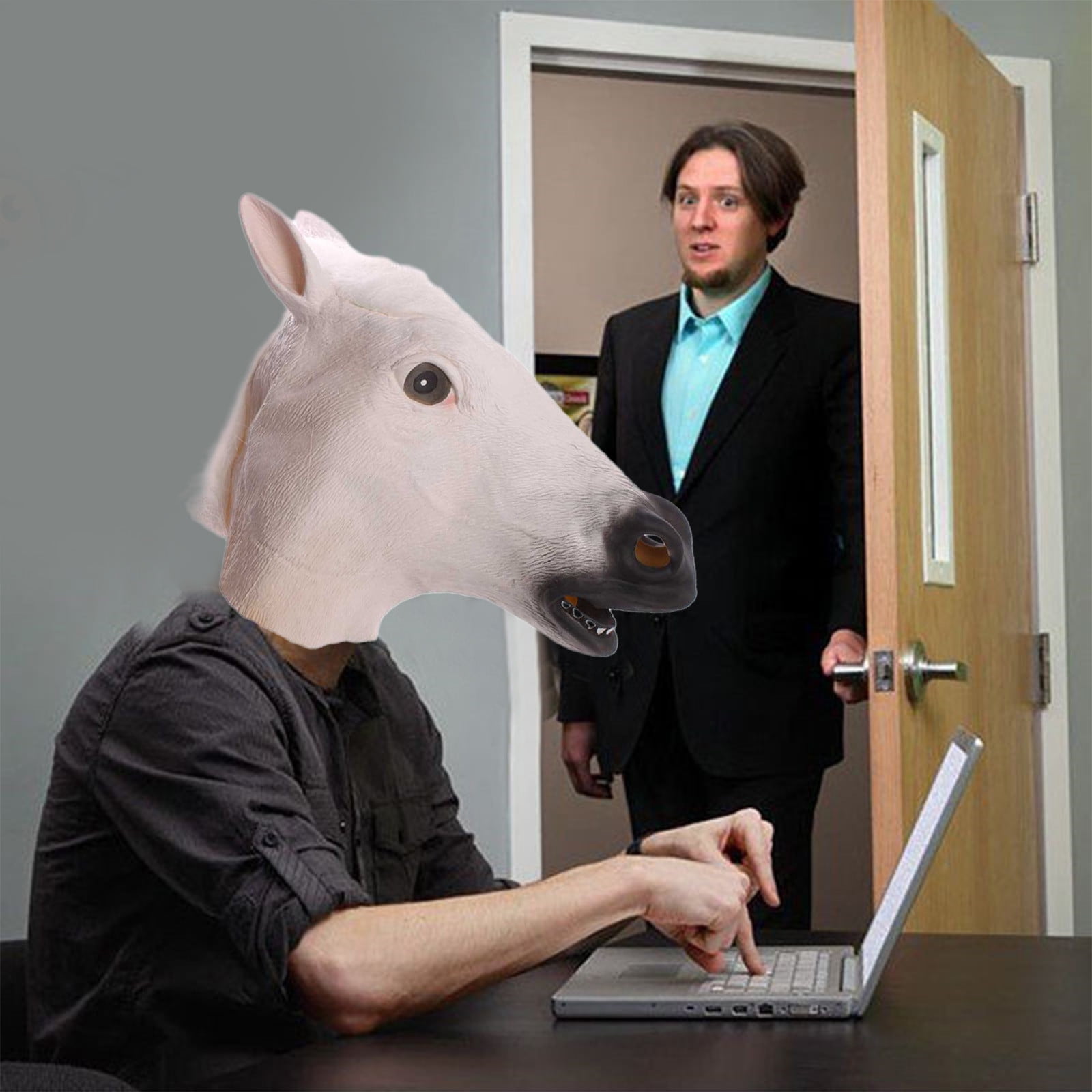 Pyaiiner Halloween Horse Head Mask Funny for Costume Parties Pranks ...