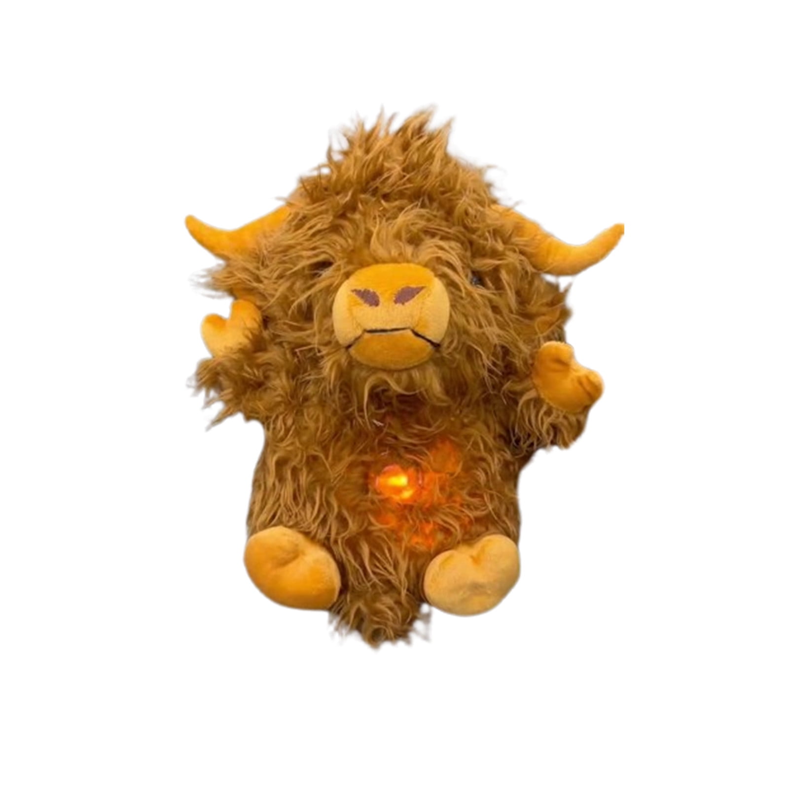 Pyaiiner Highland Cow Soothing Plush Toy with Breathing Sounds Lights ...
