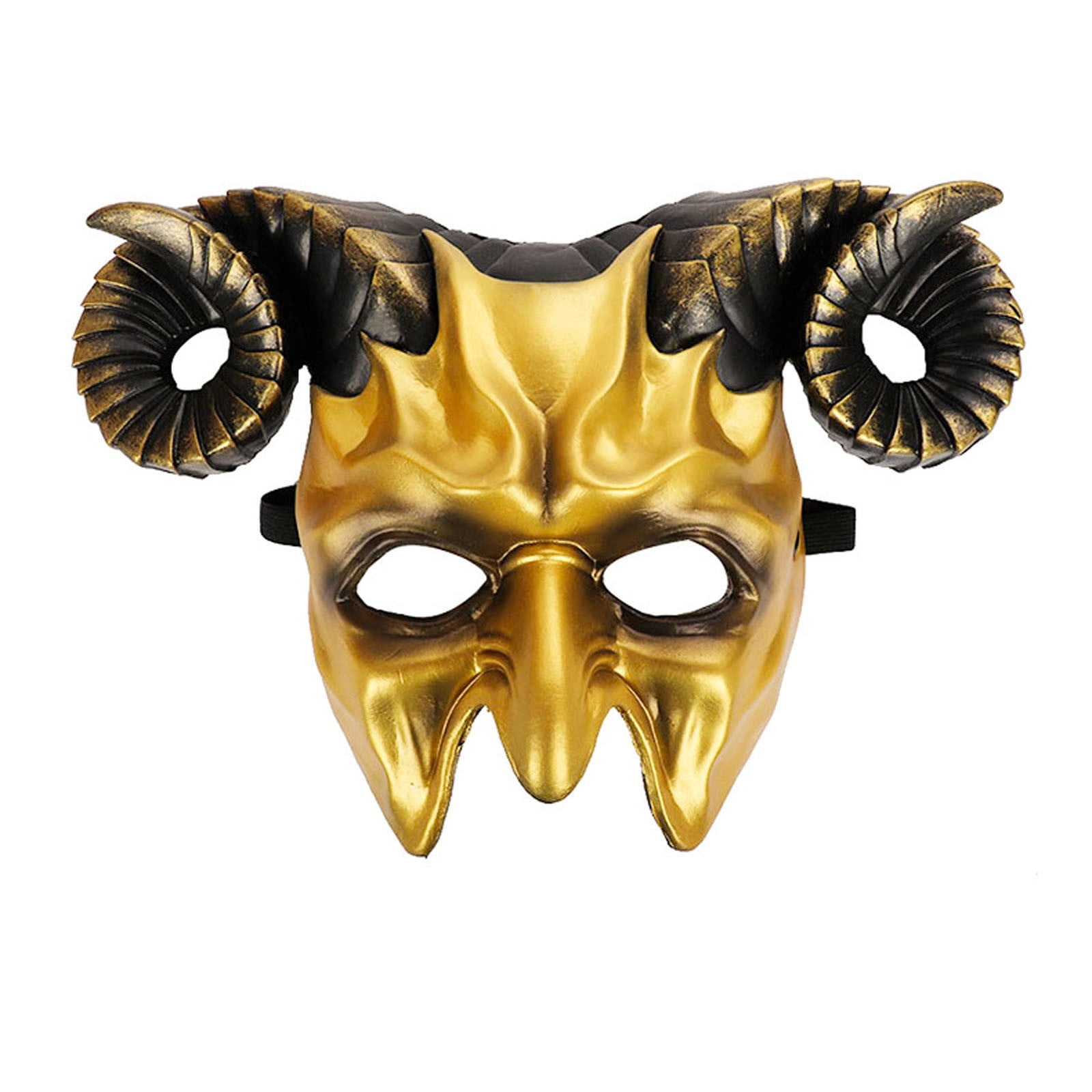 Pyaiiner Horror Halloween Mask 3D Bull Horn Demon Scary Face Cover ...