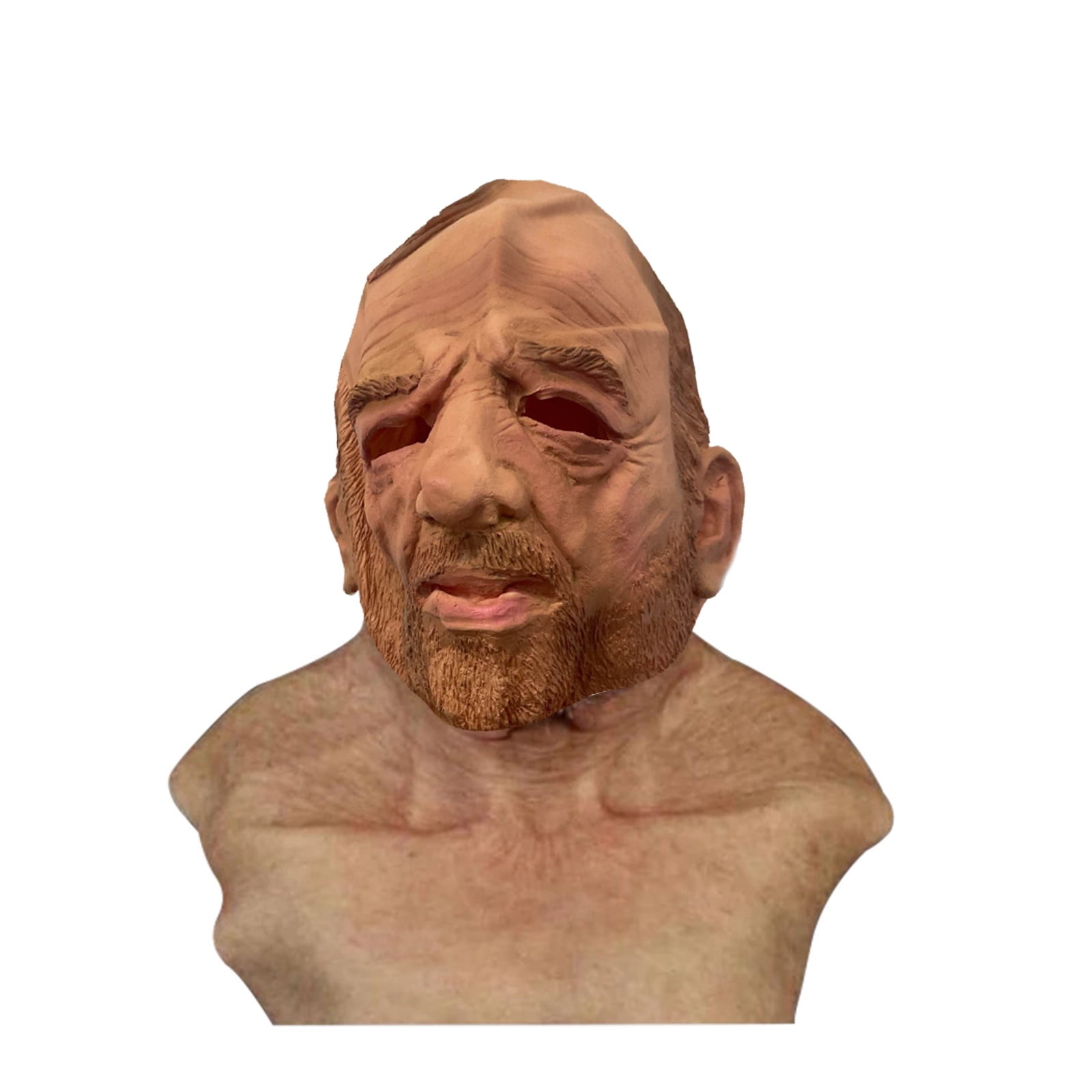 Pyaiiner Horror Halloween Mask Funny Old Grandpa Scary Face Cover Treat ...