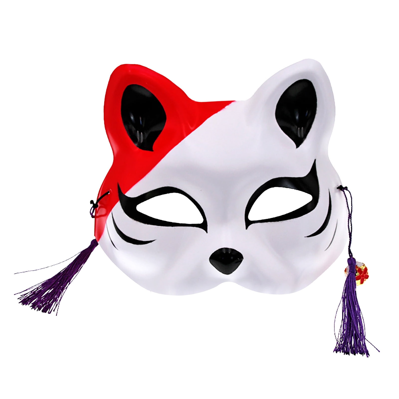 Pyaiiner Japanese Style Half Face Cat Mask Halloween Cosplay Latex ...