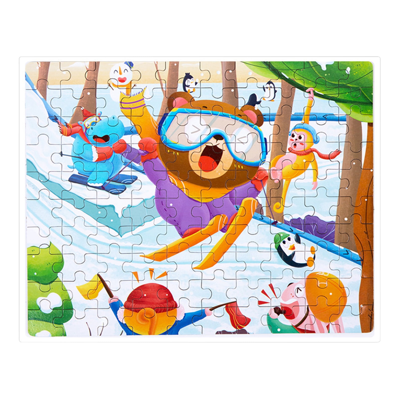 Pyaiiner Kids 100 Piece Puzzle Set Animal Puzzles in Gift Box Relaxing ...