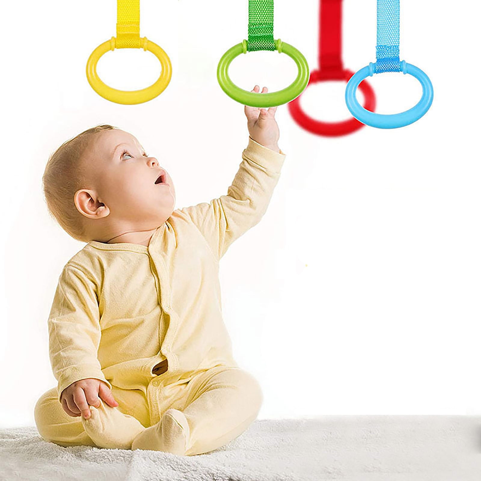Pyaiiner Playpen Pull up Rings 4 Colors Baby Pull to Stand Toys Hanging ...
