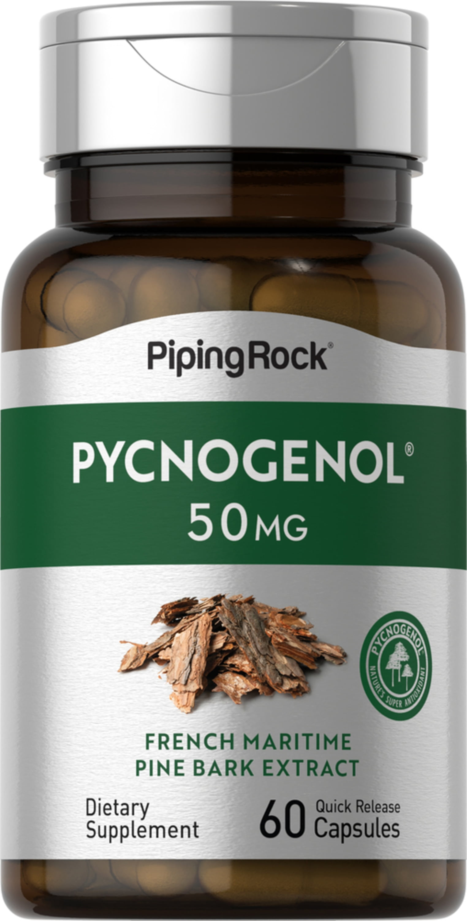 Piping Rock Pycnogenol 50mg, French Maritime Pine Bark Extract, 60 ...