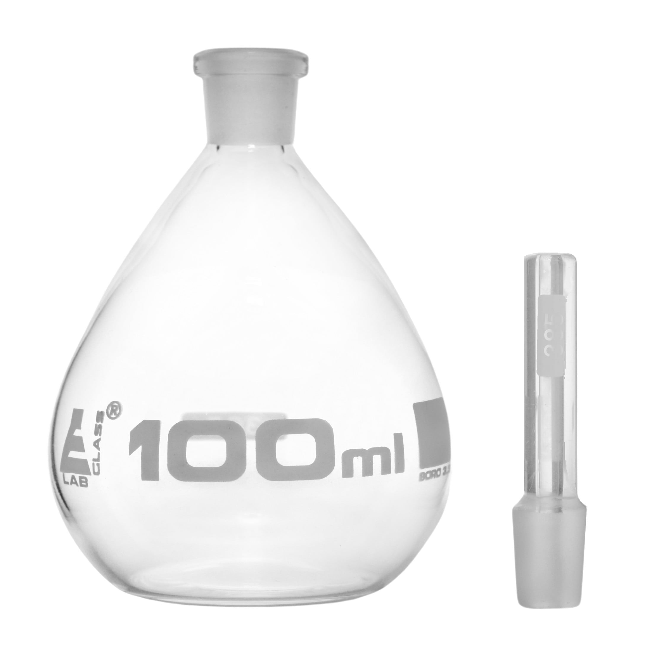 Pycnometer, Calibrated, 100mL - Specific Gravity Bottle with Flat Bottom & Perforated Stopper ...
