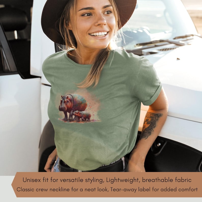 Pygmy Hippo T-Shirt, Endangered Wildlife, Adorable Hippo Clothing Tee ...