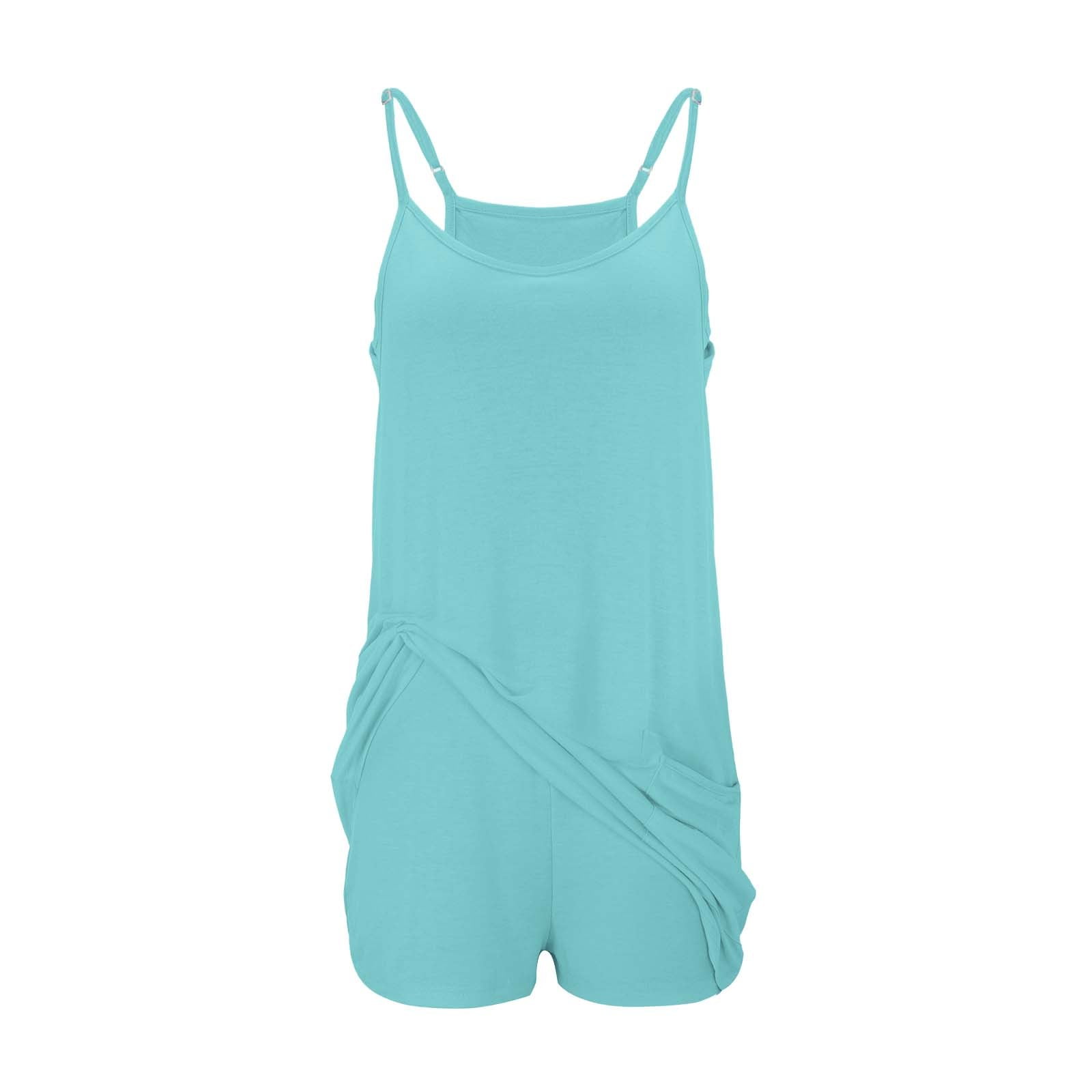 Pyhlmscde Abercrombie Jumpsuit, Women's Sleeveless V Neck Spaghetti ...