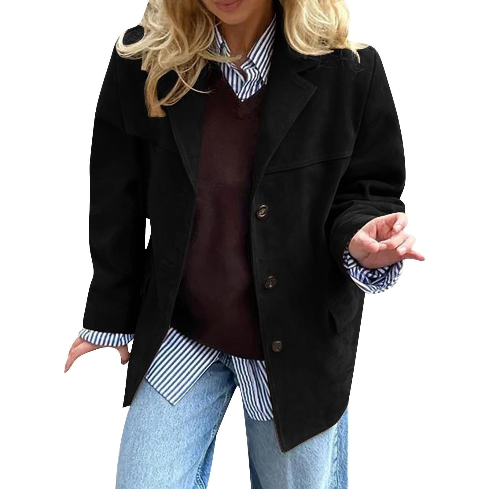 Pyhlmscde Women 3/4 Sleeve Suit Jackets Open Front Lightweight Work ...