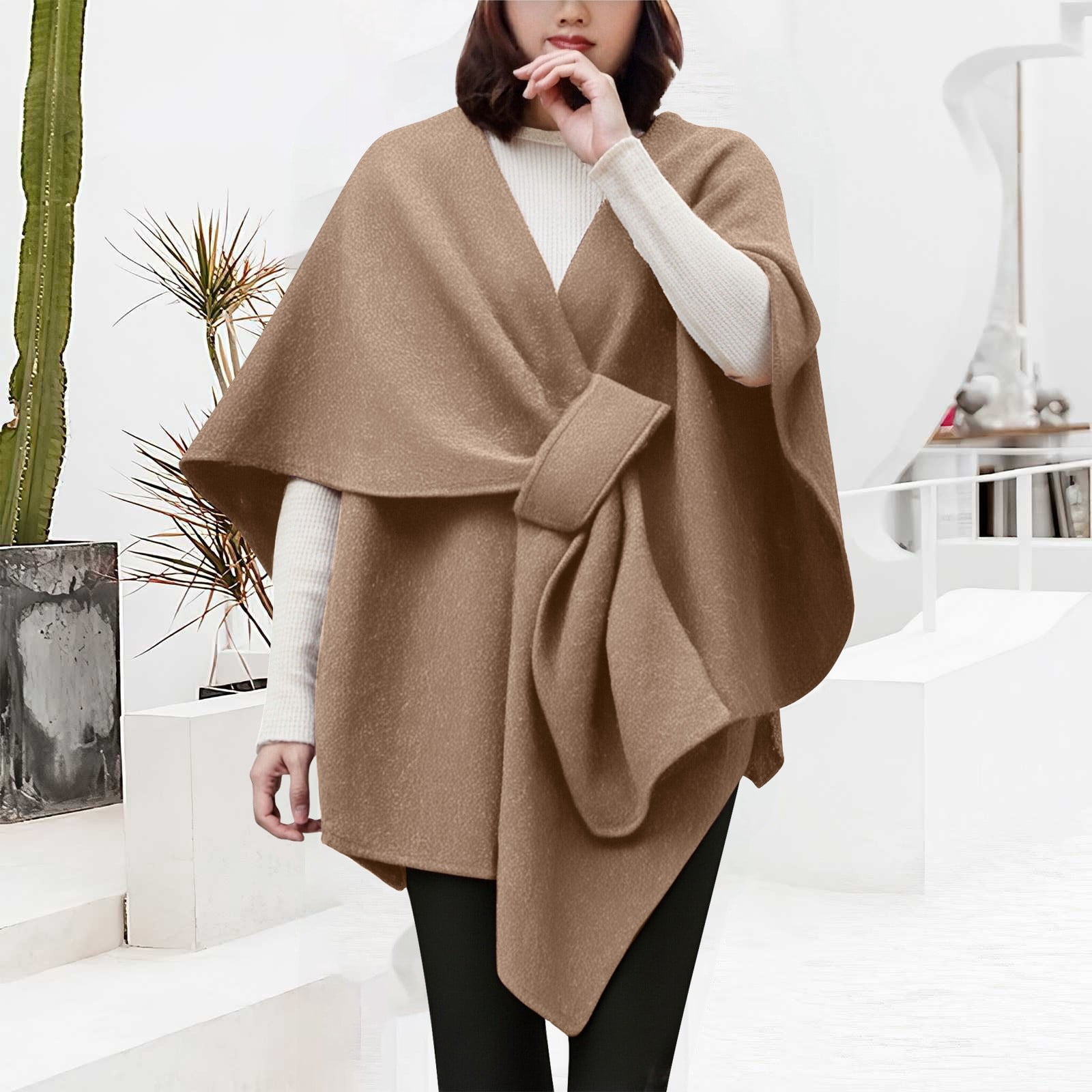 Pyhlmscde Women's Large Front Poncho Sweater Wrap Shawls Cape, Ponchos ...