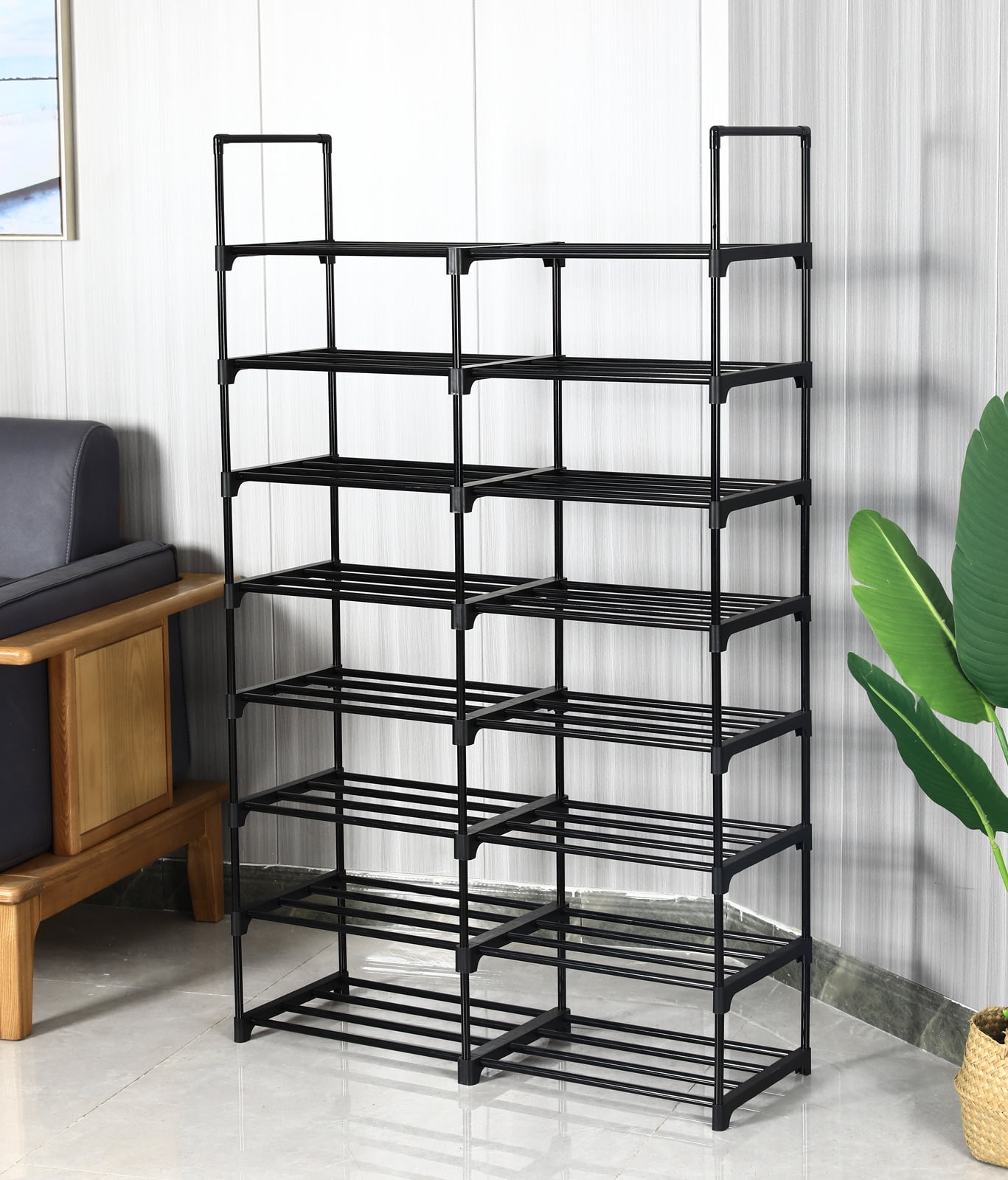 Pyladea 3 Tiers Shoe Rack 12-24 Pairs, Black Sturdy Shoe Organizer for ...