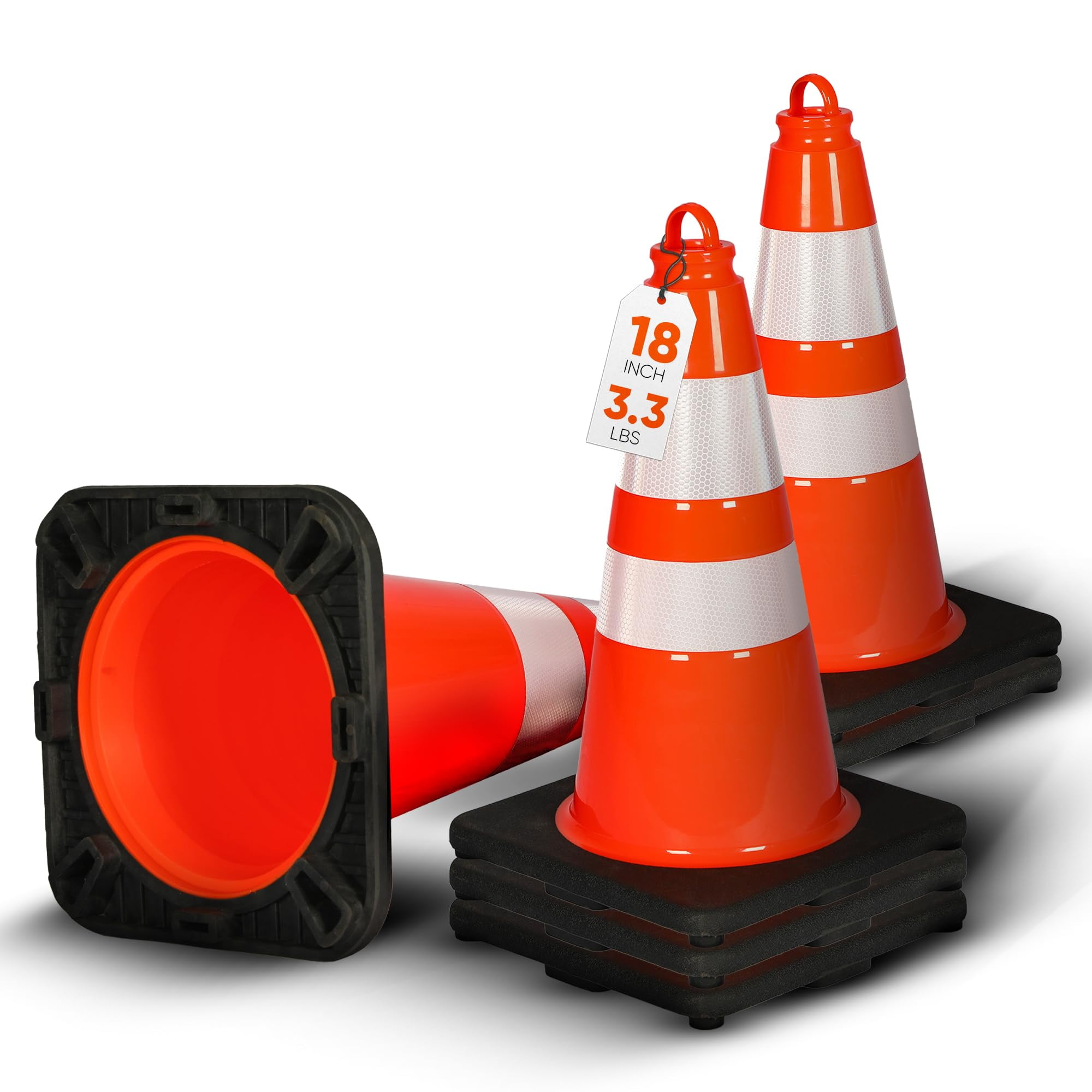 Pyle 10-Pack Traffic Safety Cones 12" inch High Visibility, Reflective ...