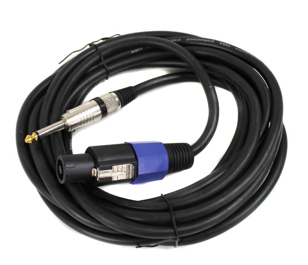 Pyle 15' 12 Gauge Speakon to 0.25 Inch Professional Pro Speaker Cable ...