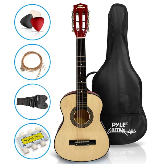 Pyle 30 Classical Acoustic 6 String Linden Traditional Style Guitar w ...