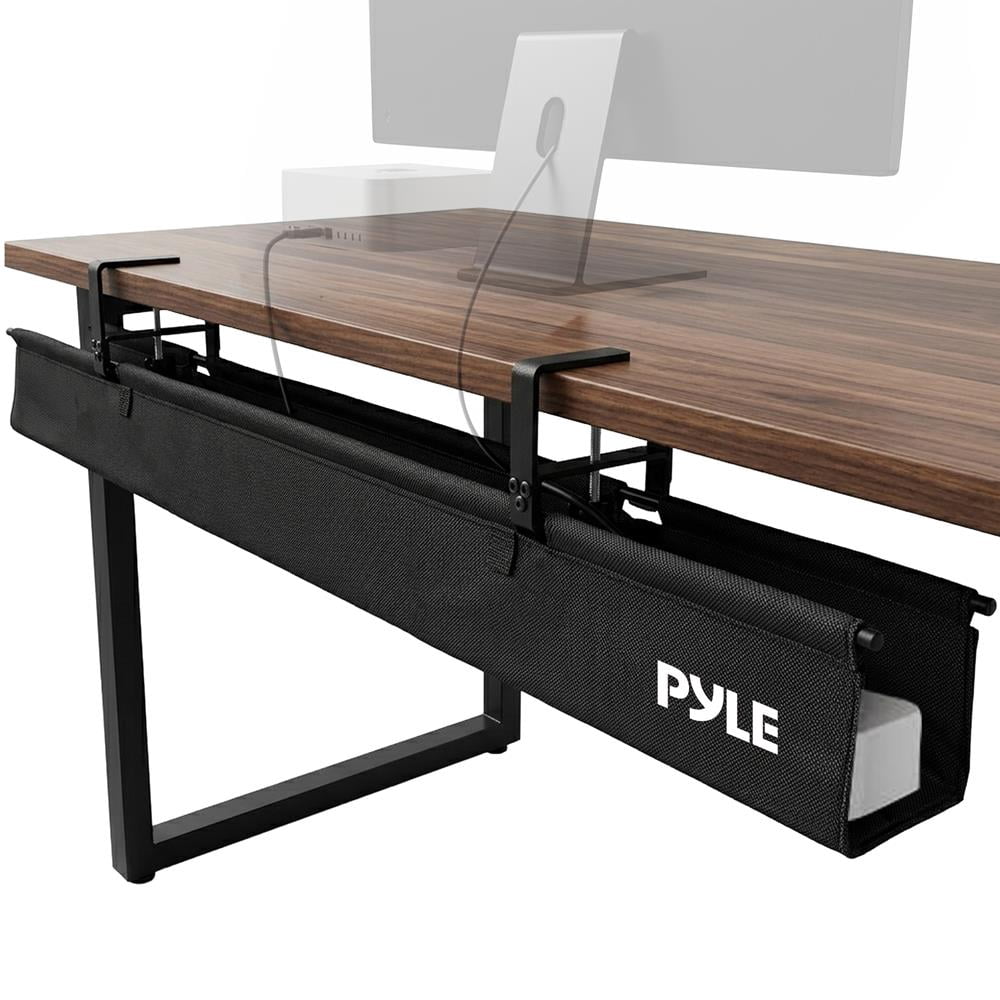 Pyle 36" Under Desk Cable Management Tray – Clamp or Screw Mount Wire ...